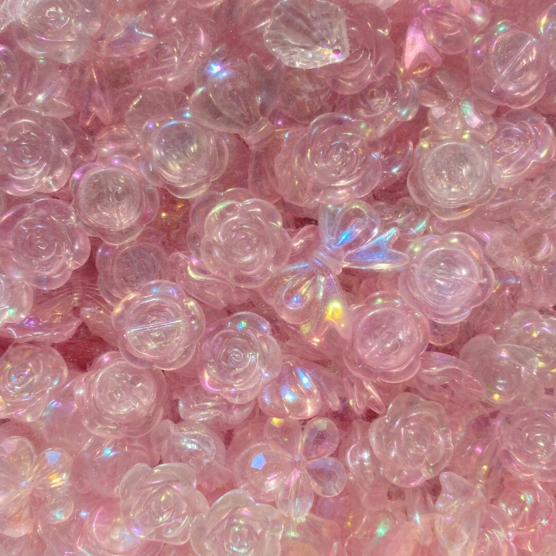 Pink Iridescent Effect Rose Charms Mix rose Cabochonsdecoden - Etsy