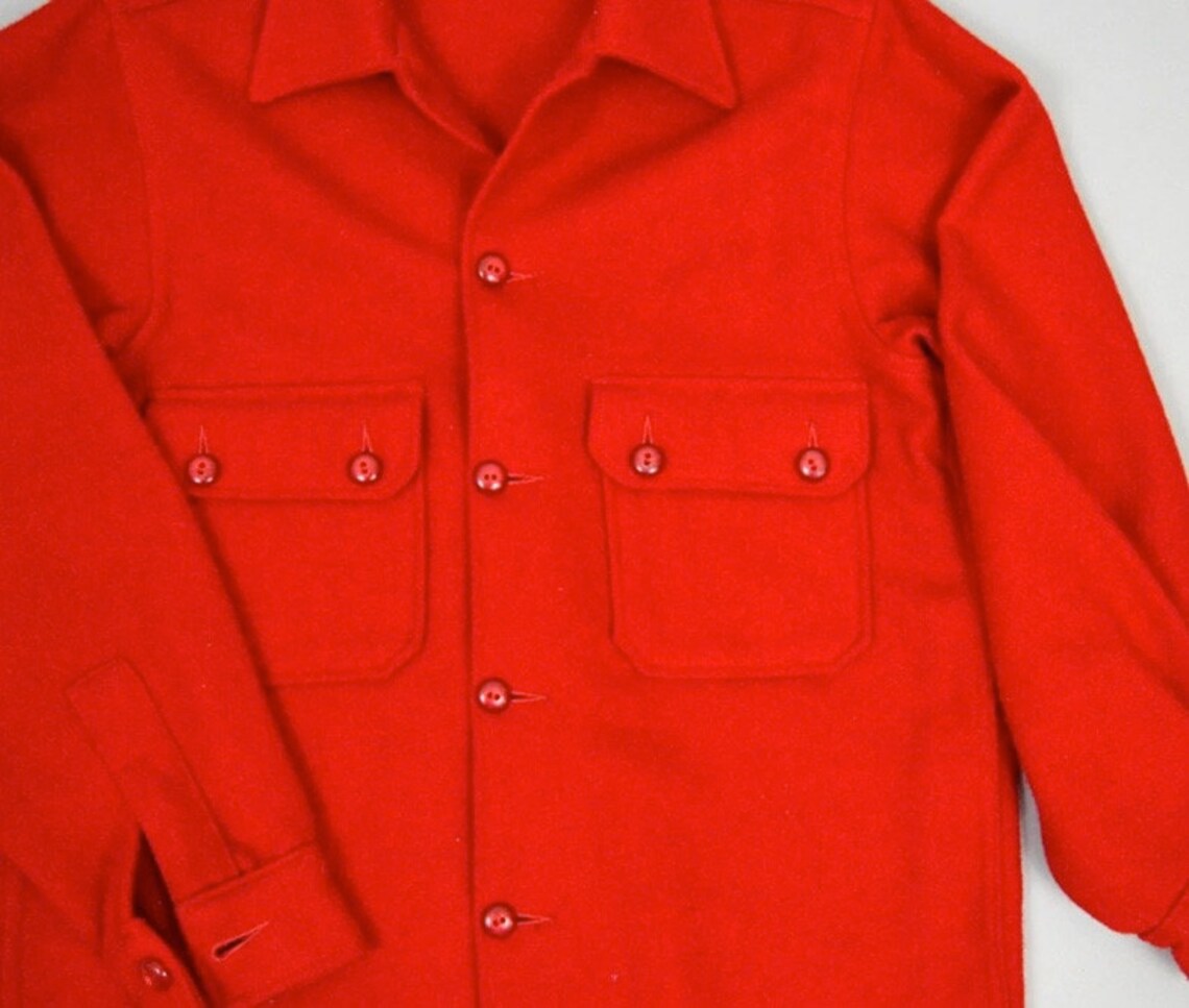 Vintage BSA Boy Scout Red Wool Blend Thick Button up Shirt Jacket Made ...