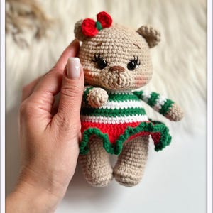 DIY Crochet Christmas Bear Pattern: Easy Nosew Amigurumi Pattern (PDF ...