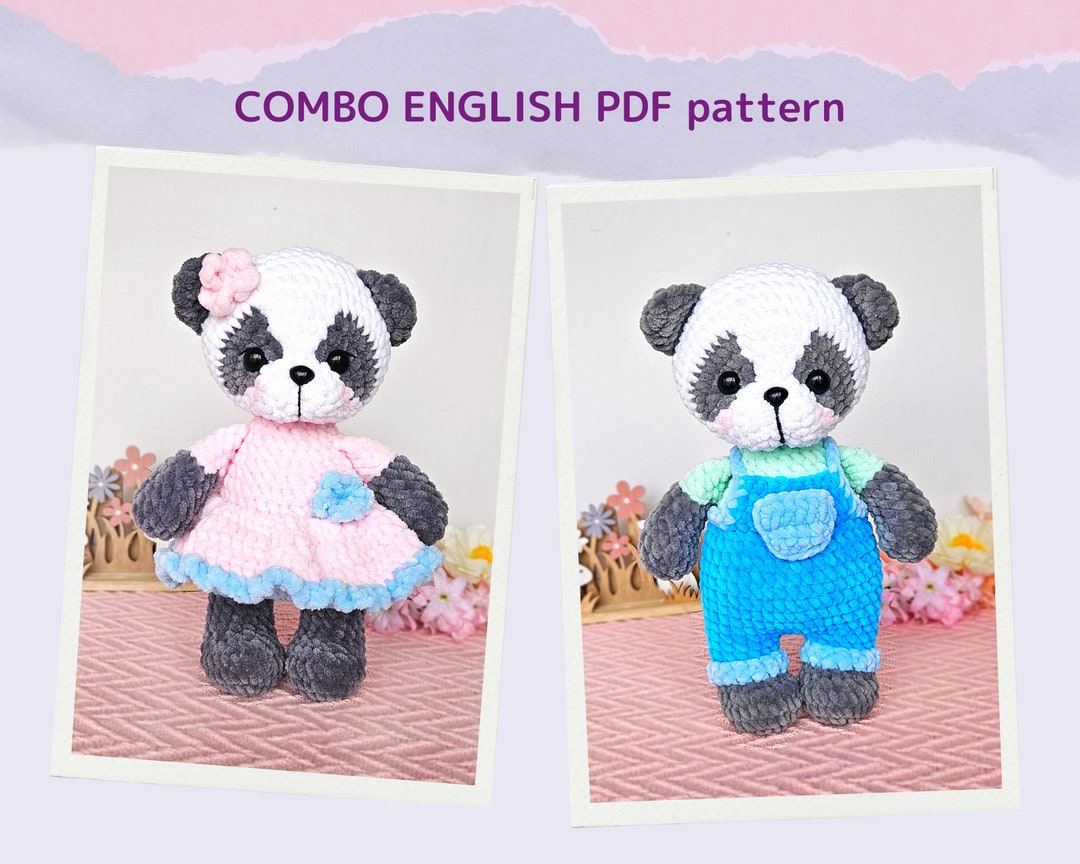 DIY Panda Amigurumi Crochet Pattern PDF - Cute Panda Boy & Girl Combo ...