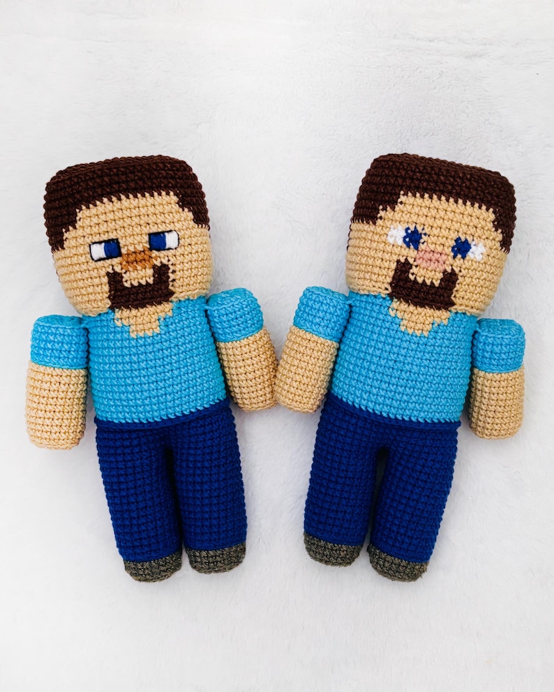 DIY Amigurumi Blocky Man Crochet Pattern: Nosew Pixel Doll Pattern (PDF ...