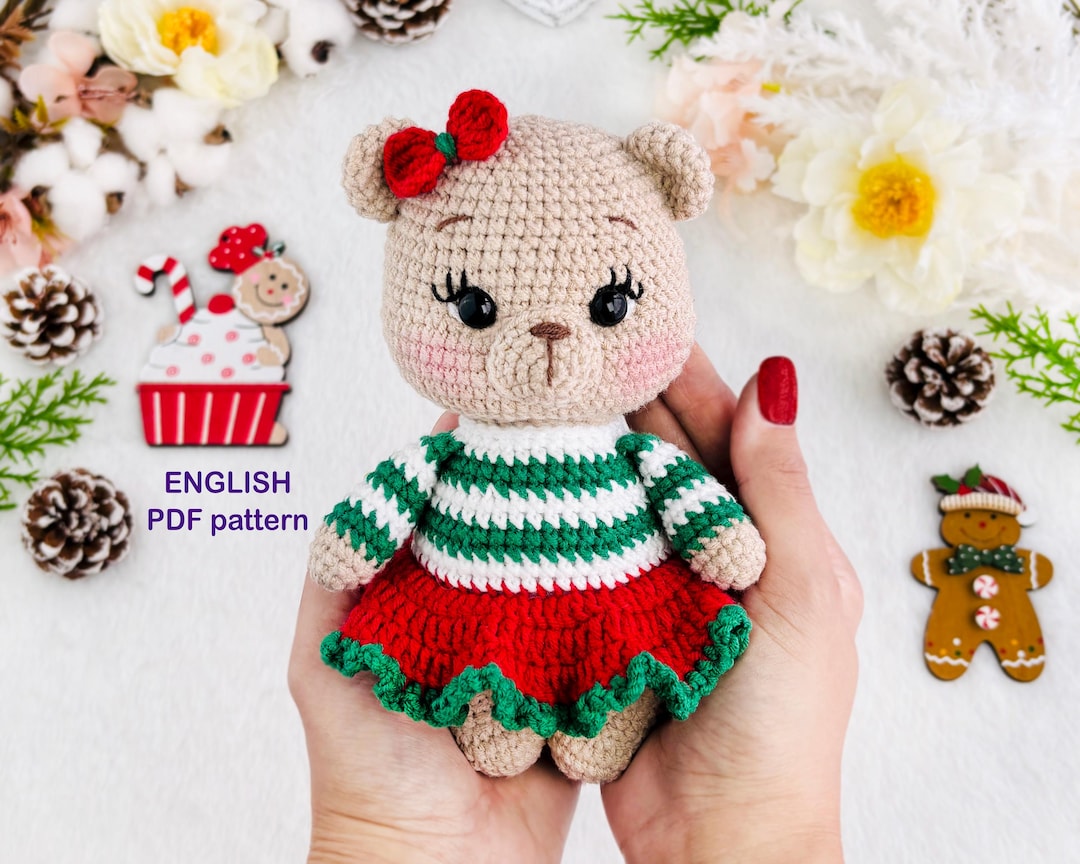 DIY Crochet Christmas Bear Pattern: Easy Nosew Amigurumi Pattern (PDF ...