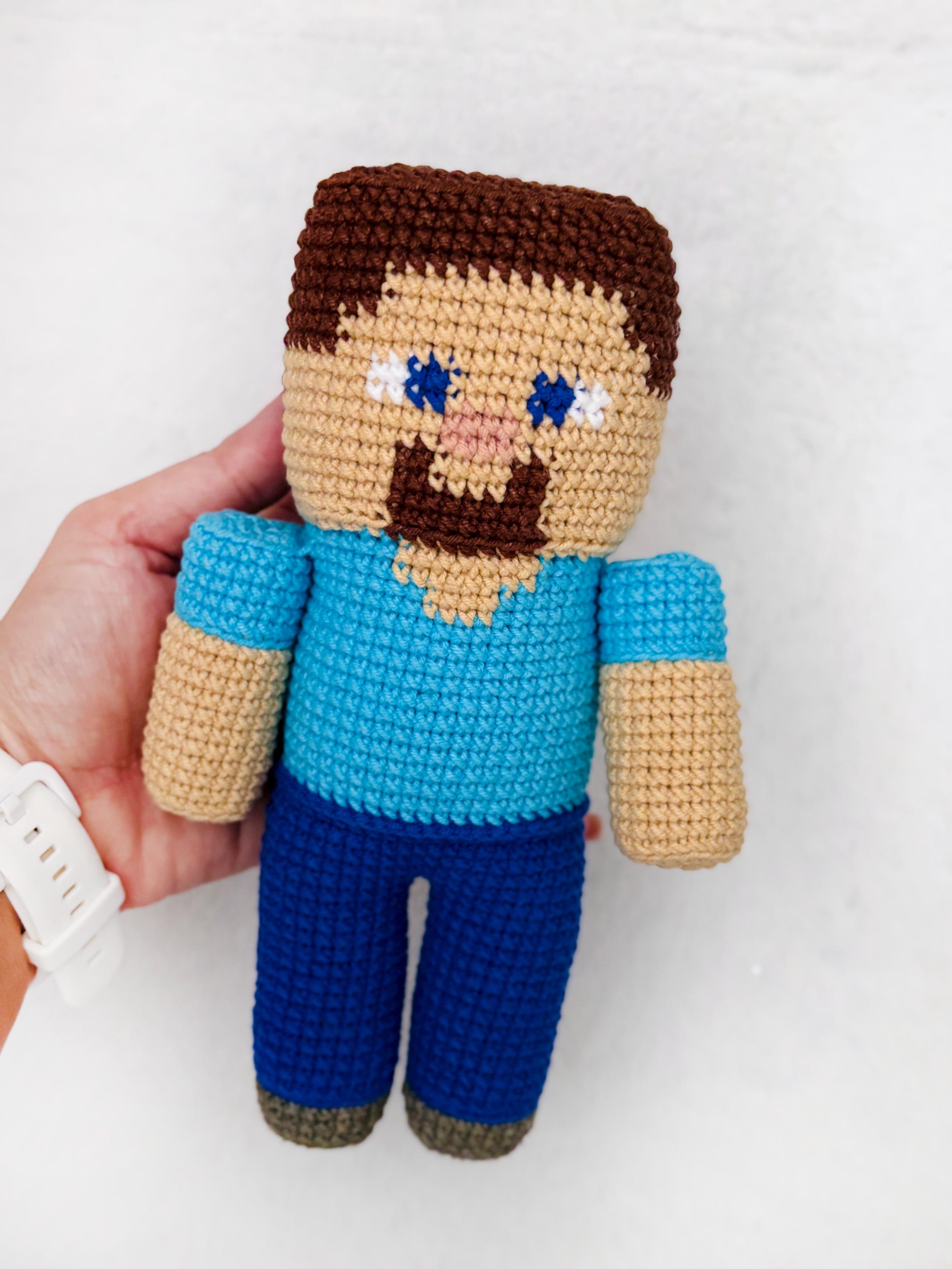 DIY Amigurumi Blocky Man Crochet Pattern: Nosew Pixel Doll Pattern (PDF ...