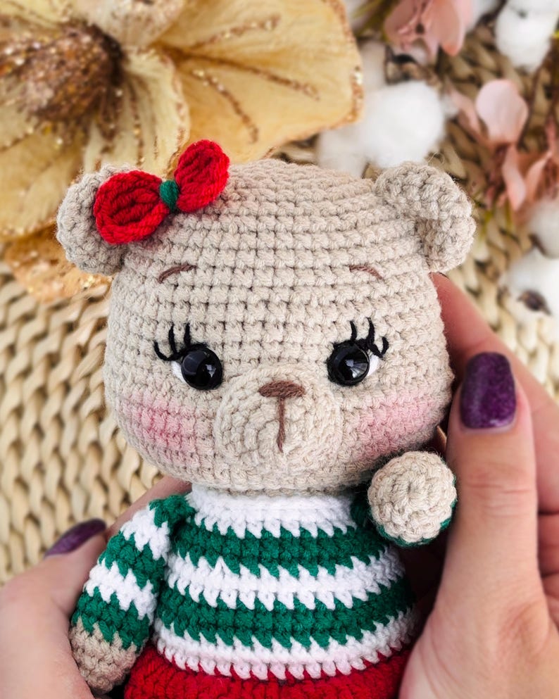 DIY Crochet Christmas Bear Pattern: Easy Nosew Amigurumi Pattern (PDF ...