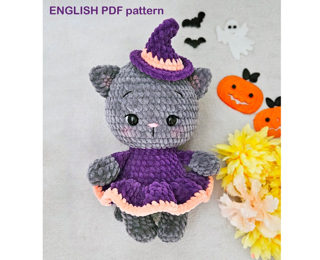 DIY Crochet Kitten Witch PATTERN PDF - Easy Amigurumi Kitten Witch ...