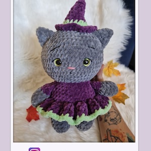 DIY Crochet Kitten Witch PATTERN PDF - Easy Amigurumi Kitten Witch ...