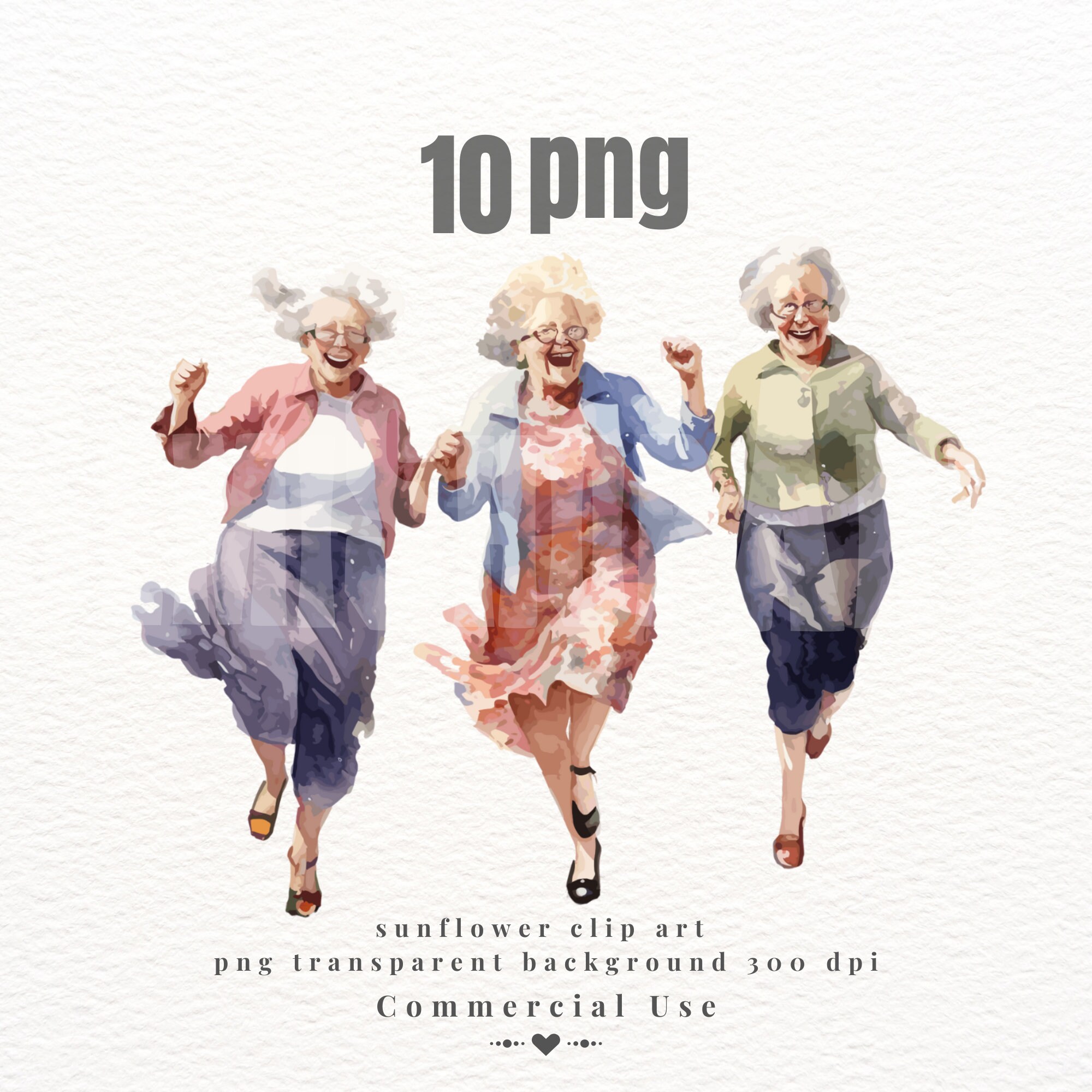 Watercolor Funny Old Ladies Clipart PNG Women Dancing - Etsy UK