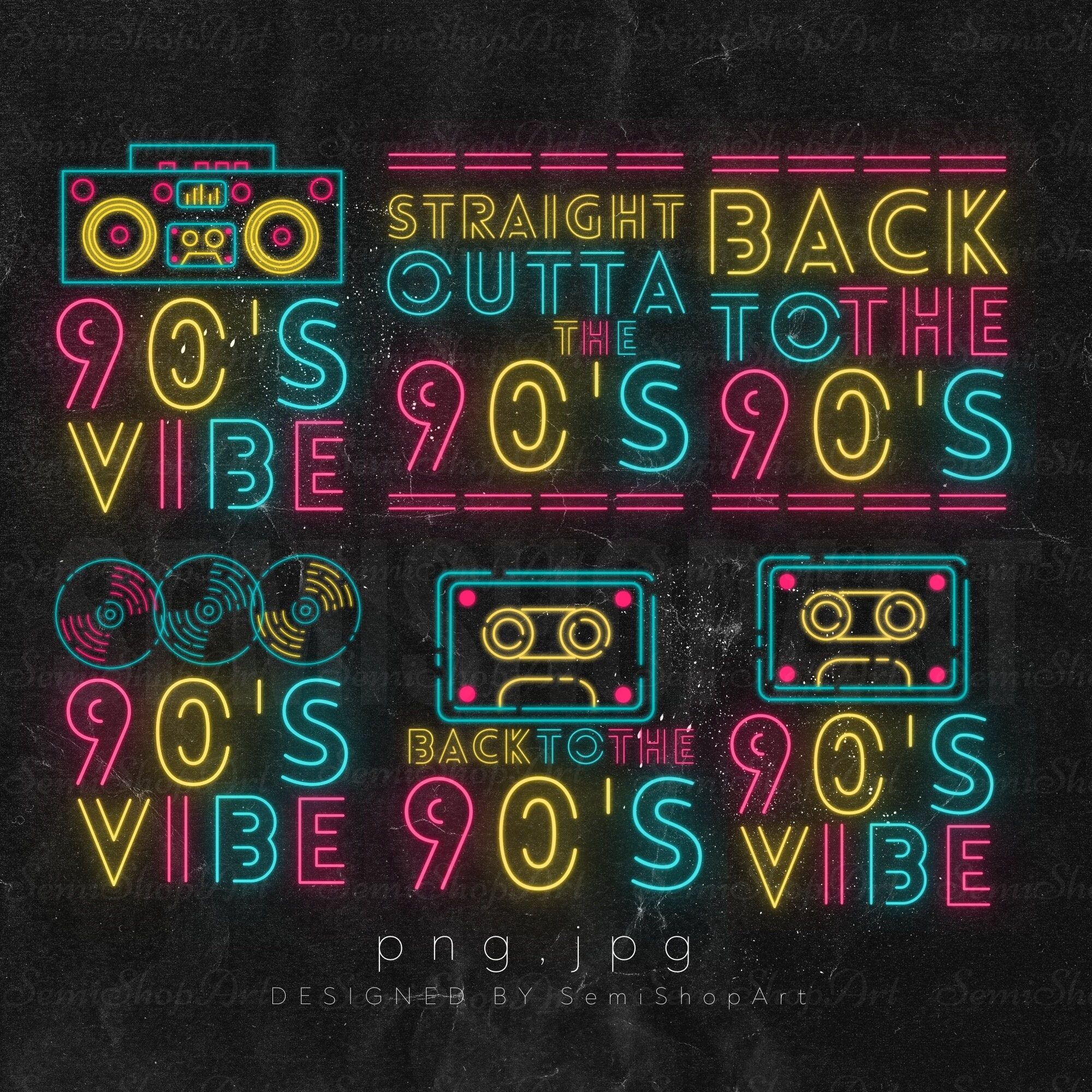 90s Nostalgia Png Neon Clipart Bundle 90s Take Me Back to the 90s PNG ...