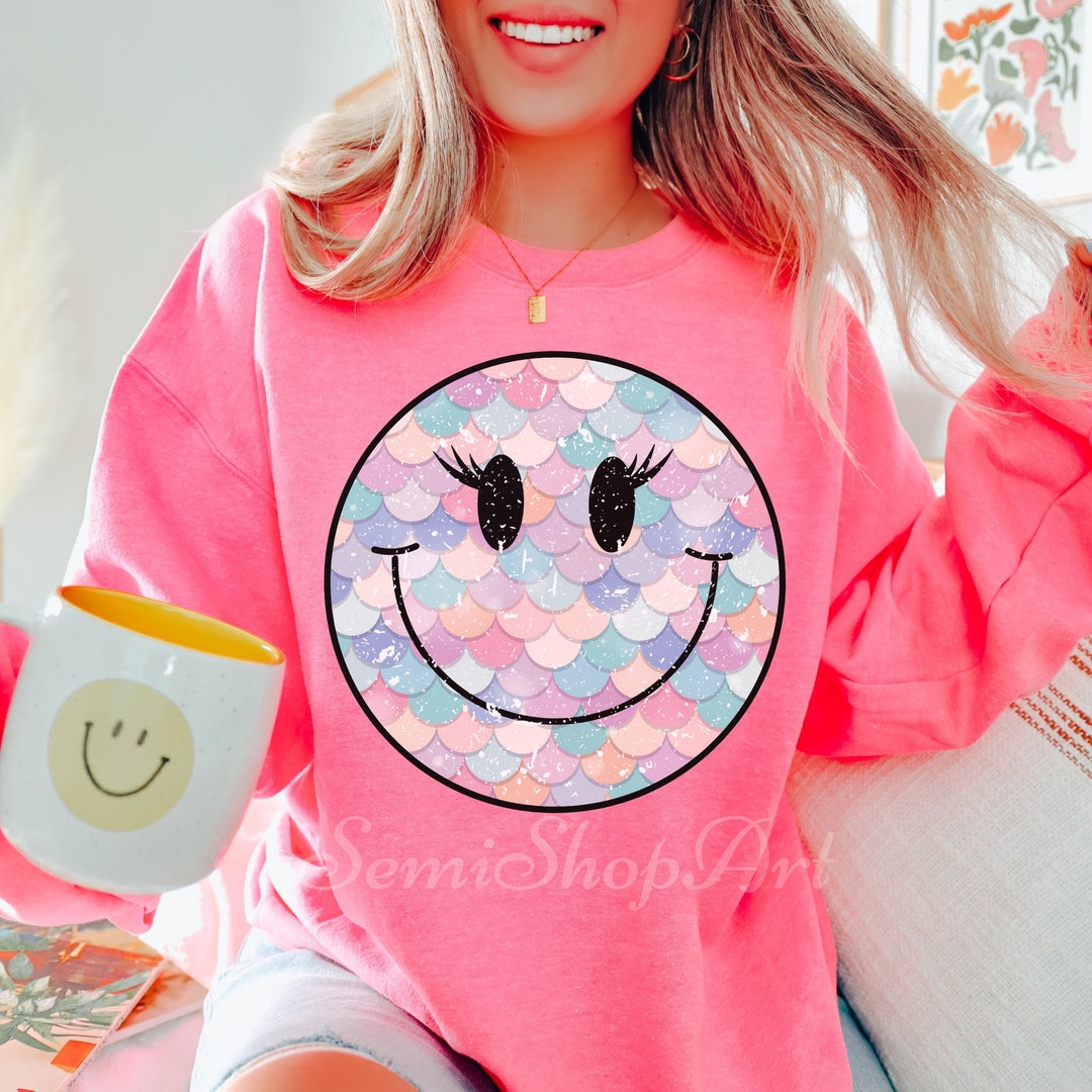 Preppy png Preppy Mermaid Smiley Face Sublimation Trendy - Etsy México