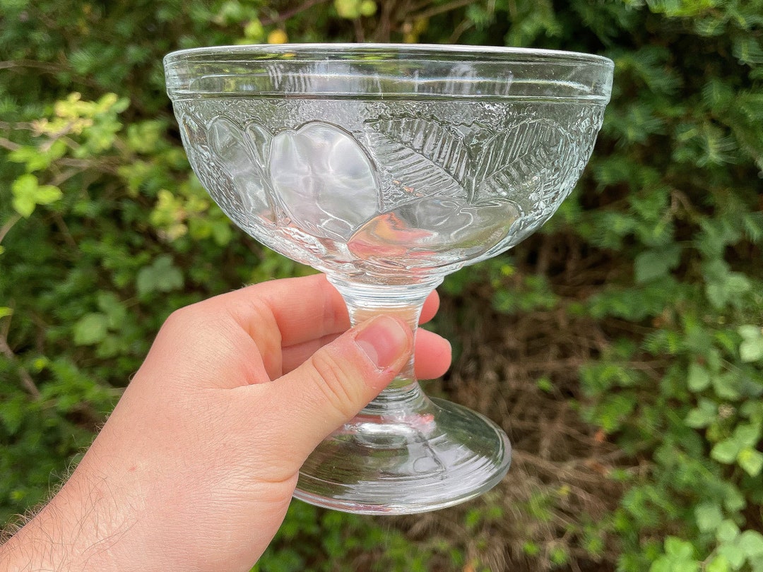 Glass Bonbon Bowl - Standing Fruit Bowl - Etched Frosted Glass - Made ...