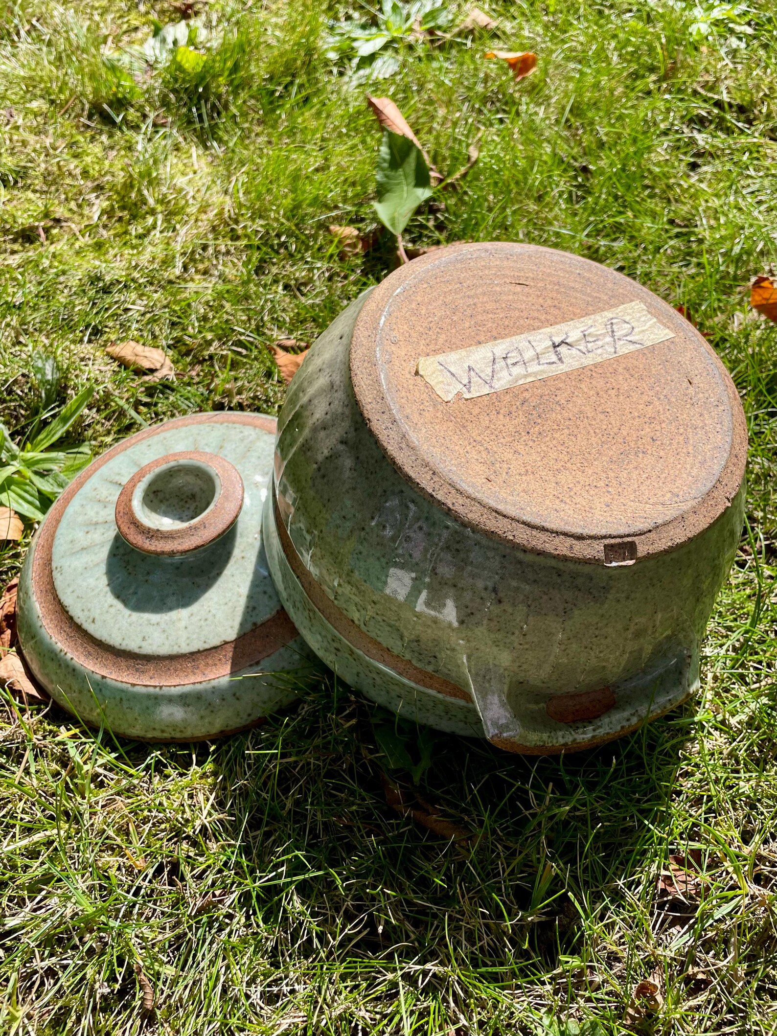 Large Casserole Stew Pot - Studio Pottery - Green & Brown - Mid Century ...