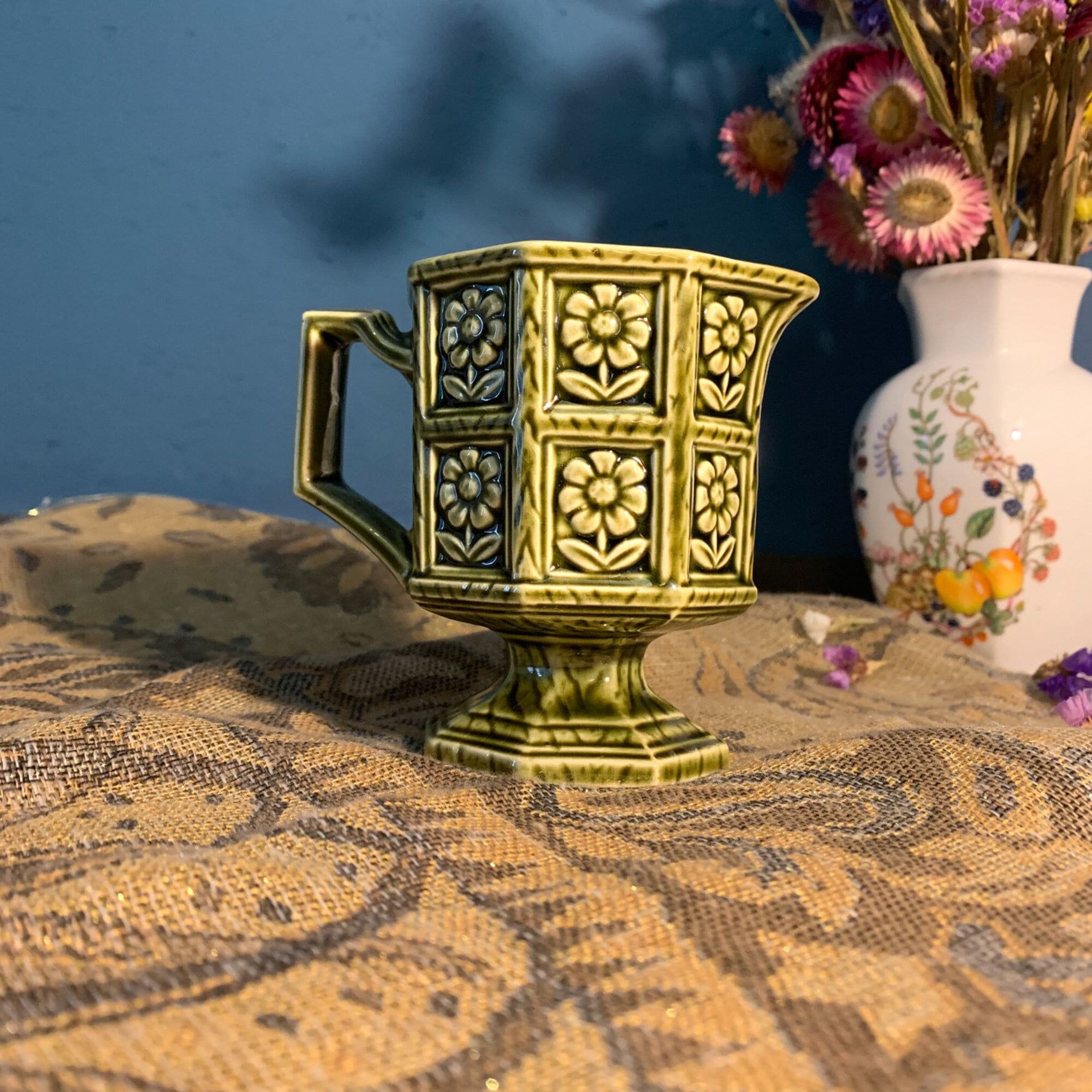 Olive Green Napcoware Jug Ceramic Daisy Retro Vintage Tea Cup - Etsy