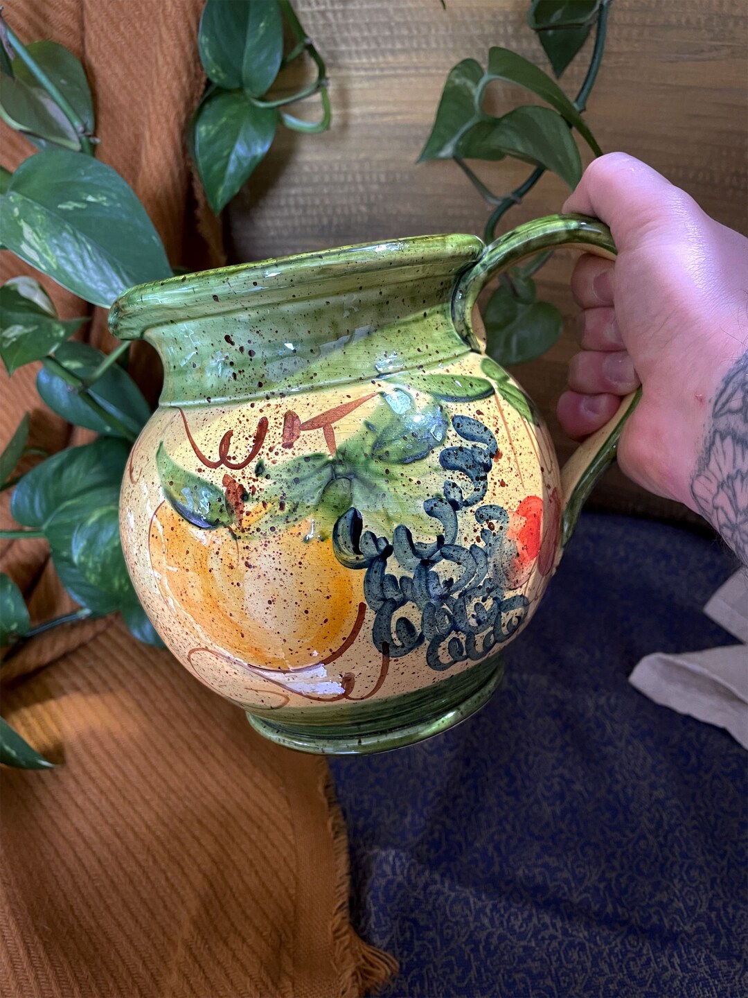 Ceramic Pitcher Jug Hand Painted Fruits - Etsy