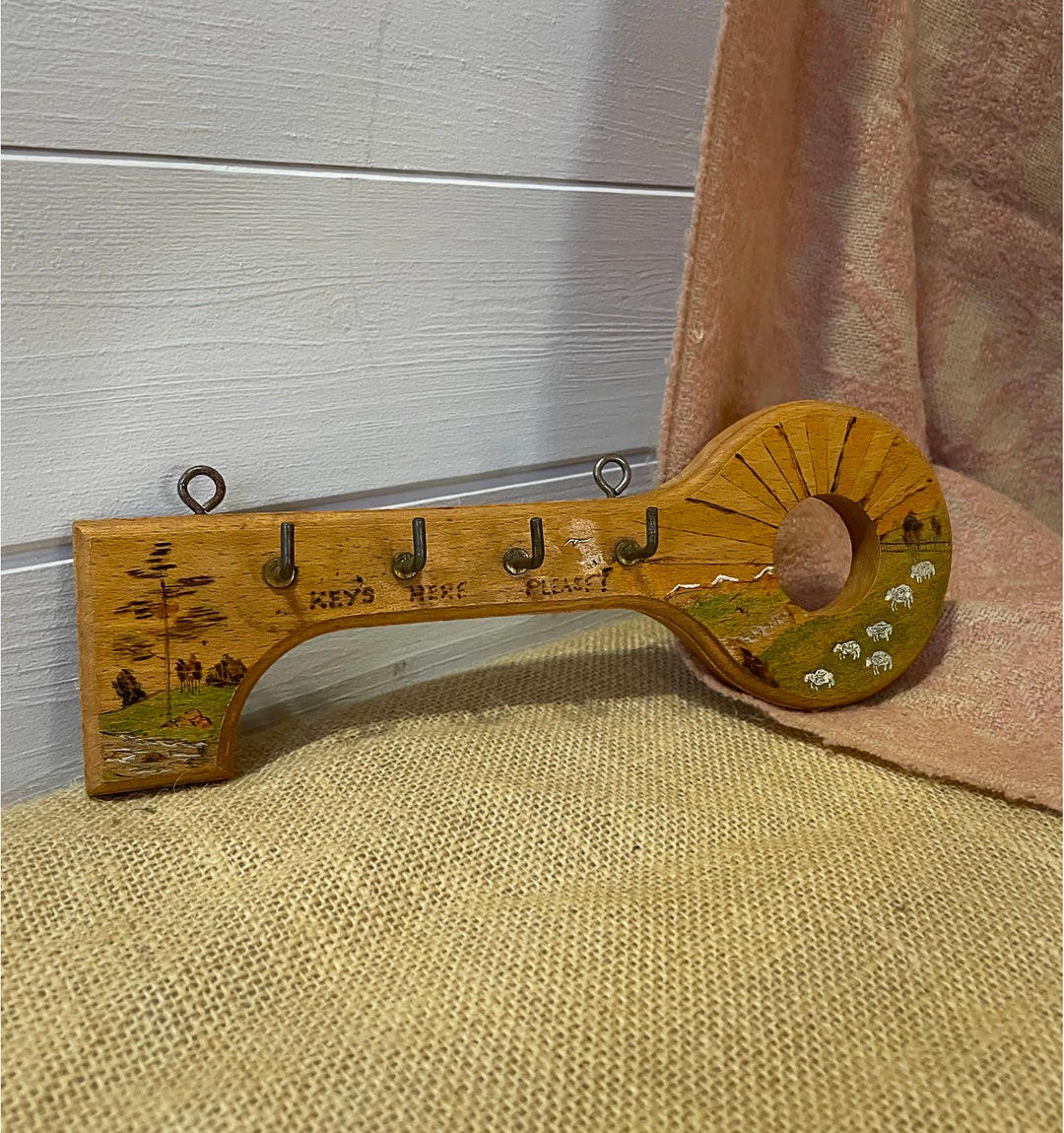 Wooden Key Holder Rack Hook Hanger Farm Sheep Farm House Home Decor ...