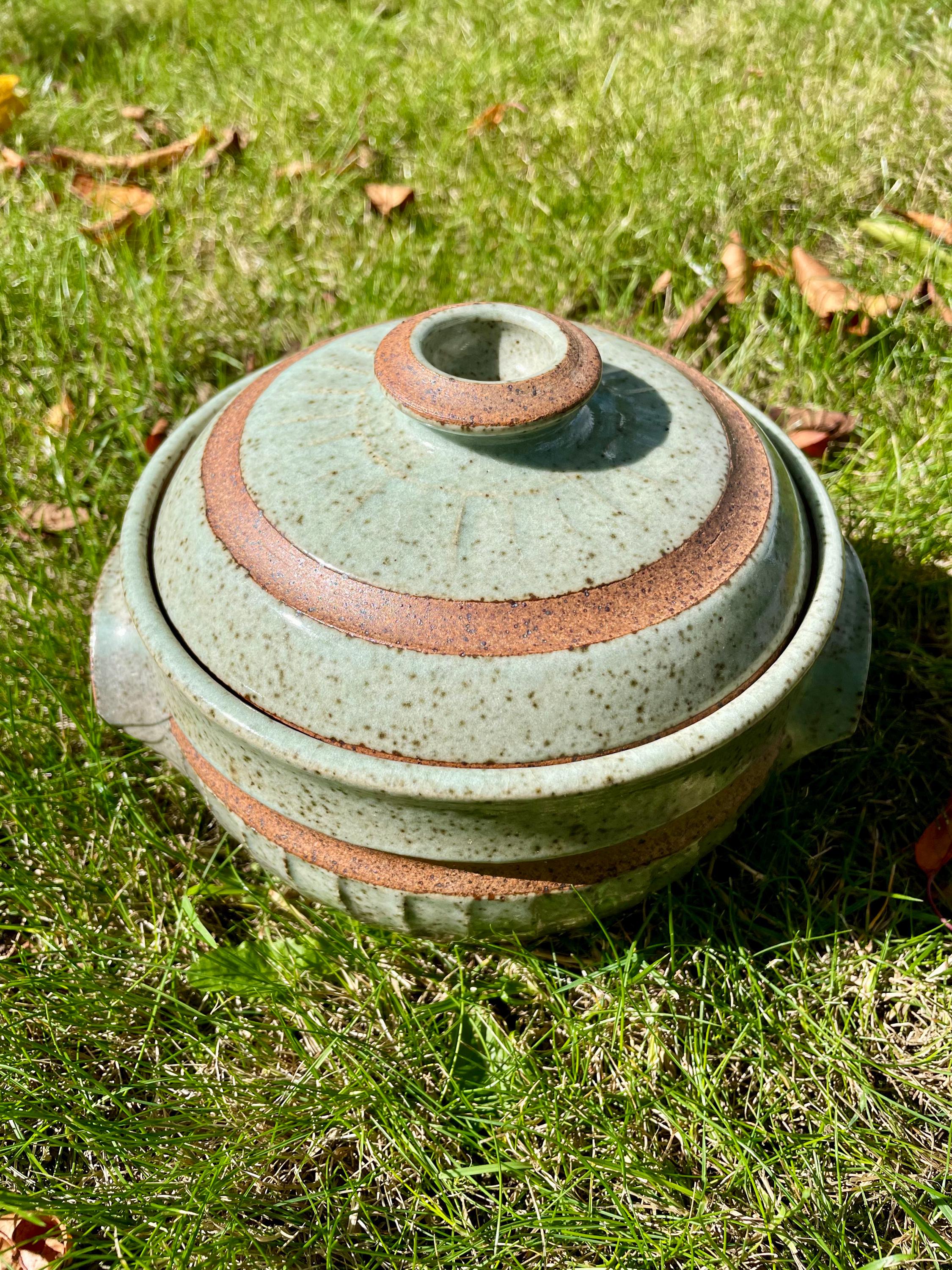 Large Casserole Stew Pot - Studio Pottery - Green & Brown - Mid Century ...
