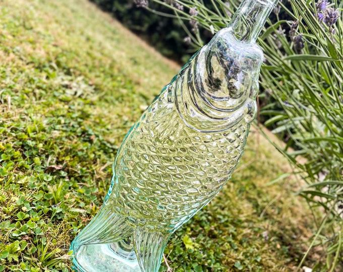 Glass Fish Bottle Vase Made in England Cevin Japanese Koi Style Serving ...