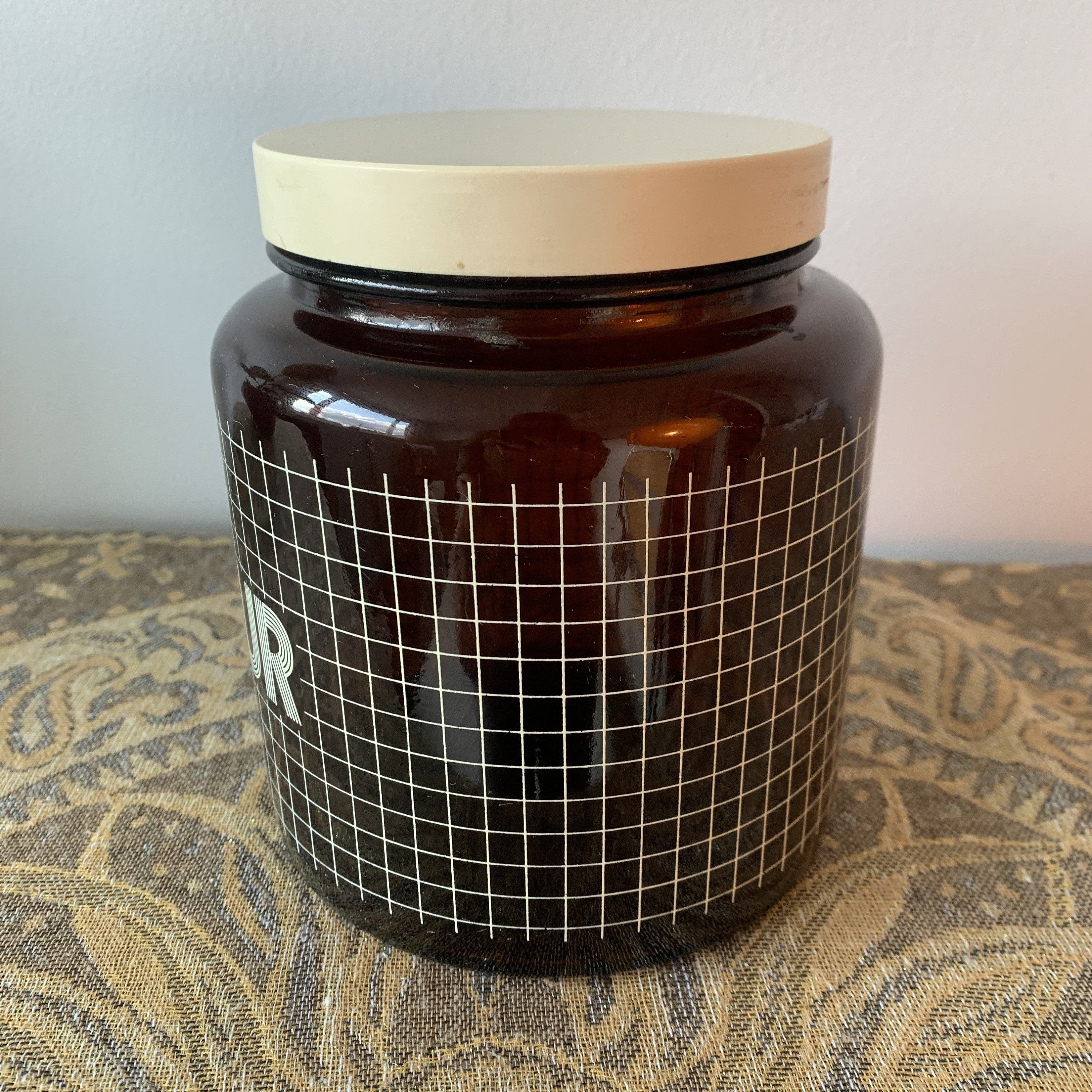 Flour Storage Jar Pot Chequered Pattern Glass CLP Made in England - Etsy