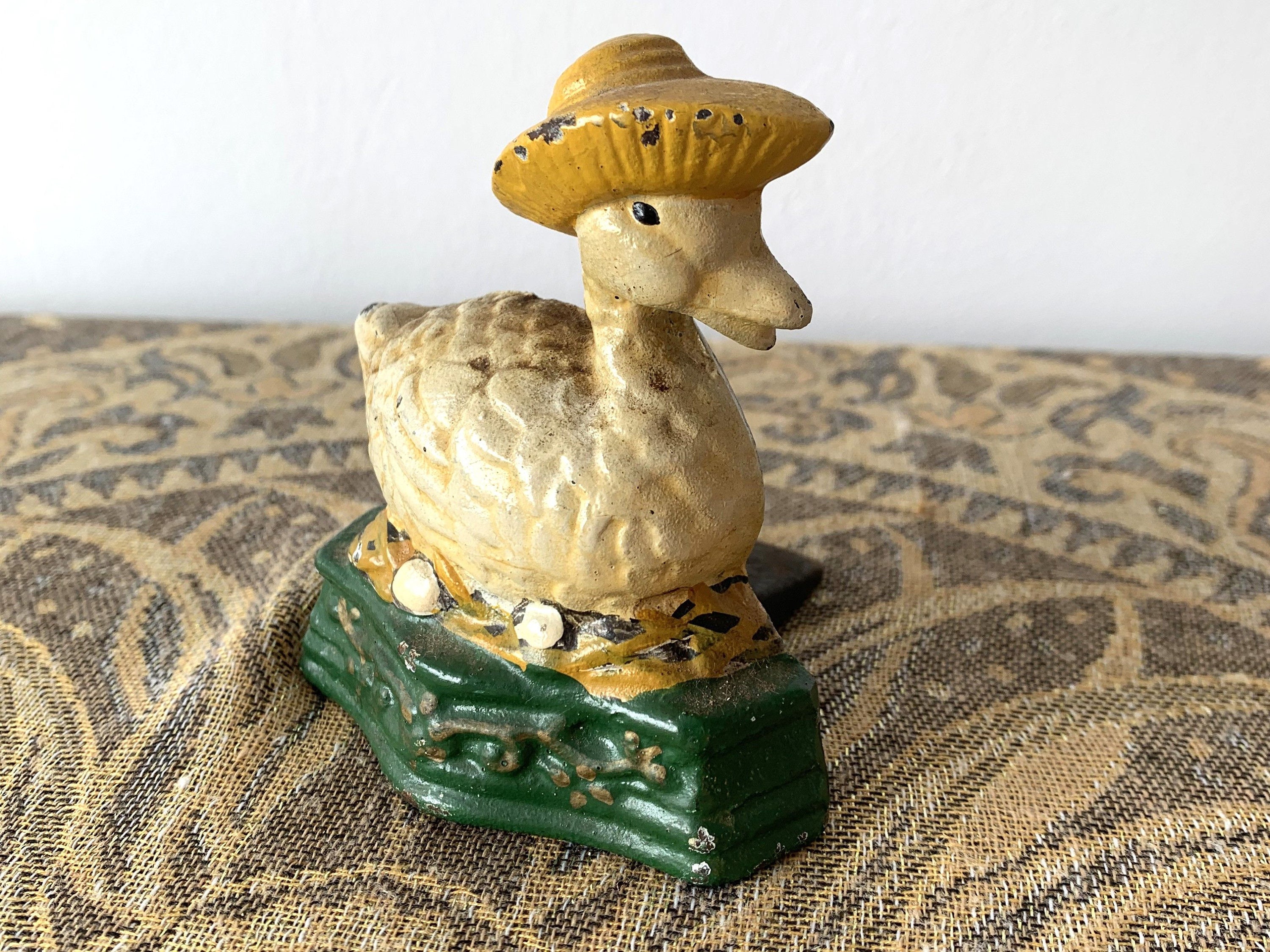 Doorstop Cast Iron Mother Yellow Goose Wearing A Golden Hat - Etsy