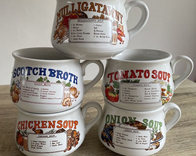 Ethos Ceramic Soup Mugs 70's 1970 Made in England UK Cottagecore Retro ...