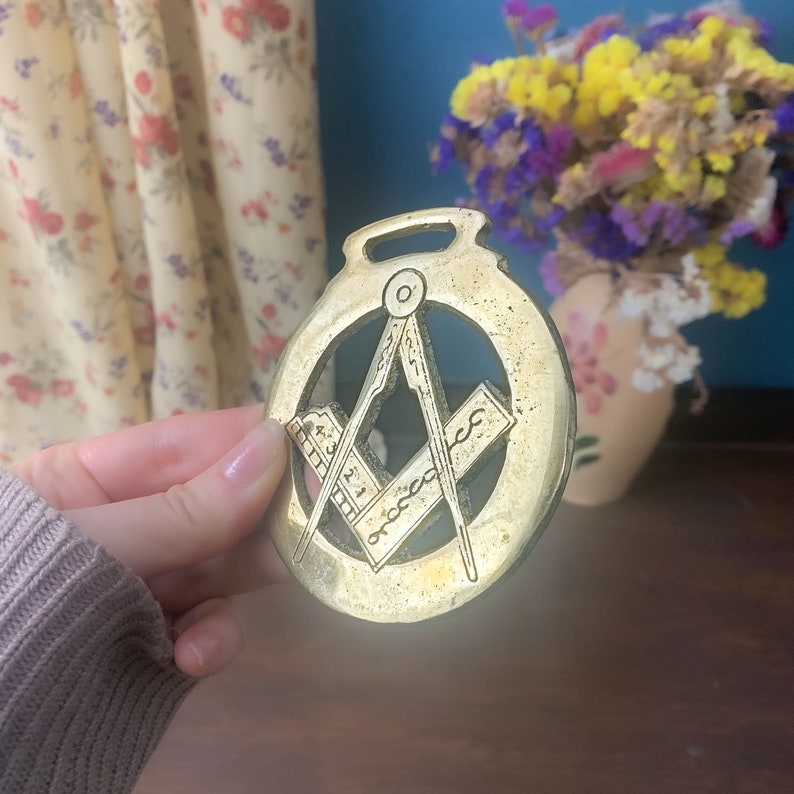 Emblem Medallion Masons Protractor & Ruler Metal Horse - Etsy