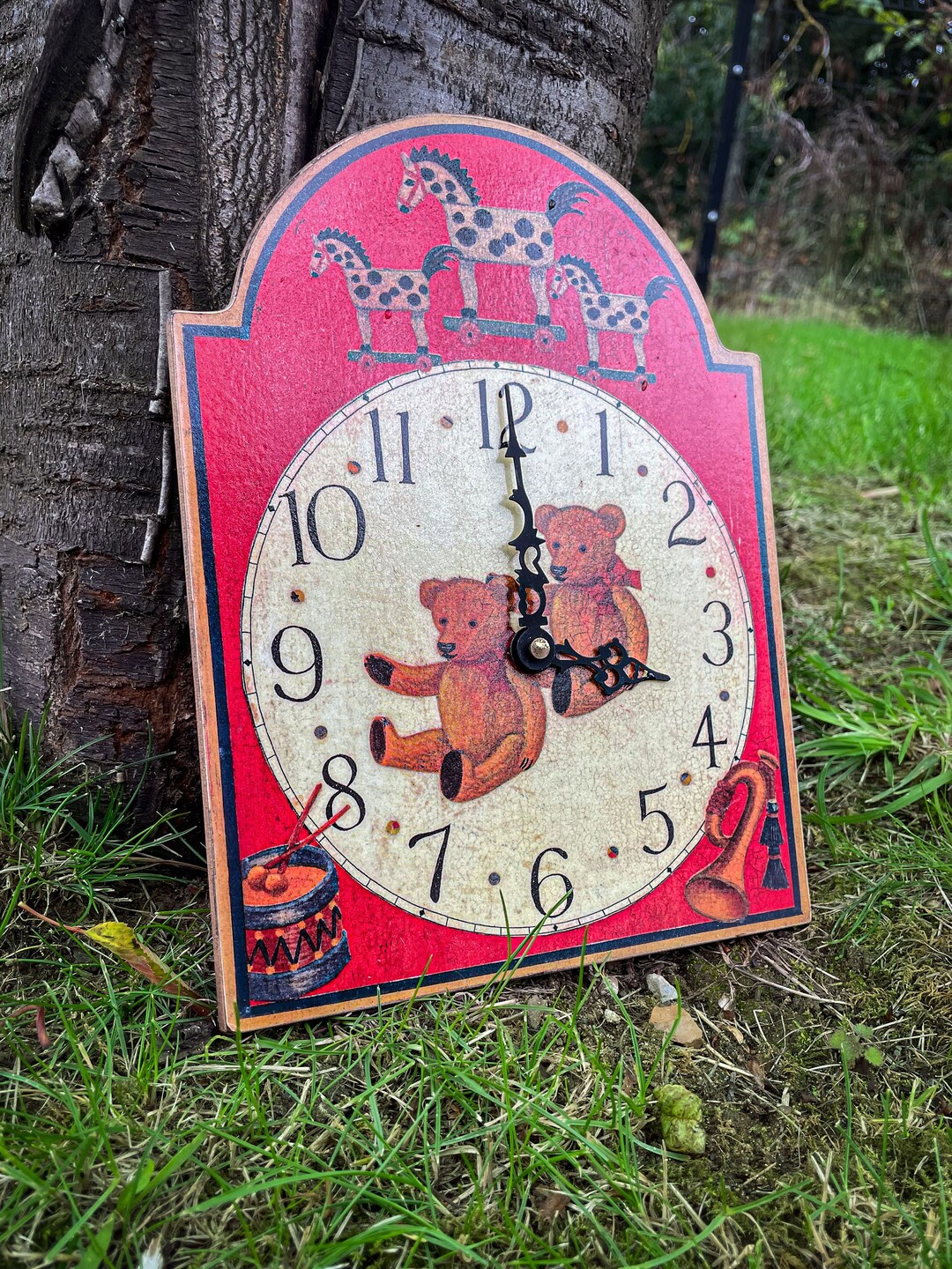 Wall Clock - by Judy Gabriel Maxim - 1996 - Teddy Bear and Rocking ...