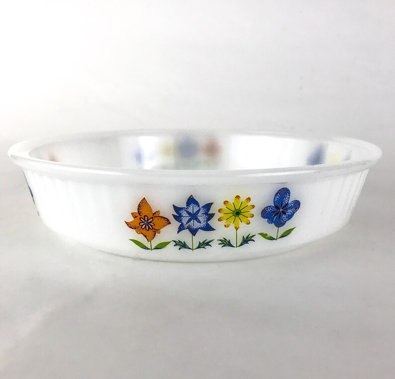 Phoenix Opalware Folk Flowers Milk Glass Storage Pot Bowls Large and ...