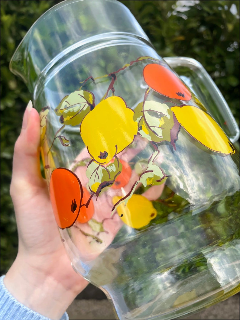 Large Glass Jug With Lemons and Oranges Design - Approx 2 Litres ...