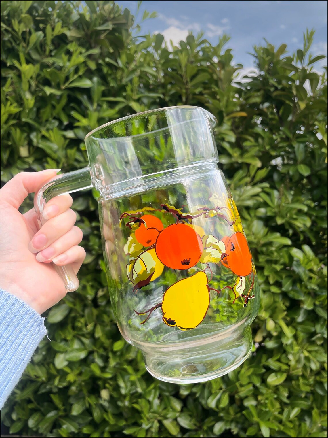 Large Glass Jug With Lemons and Oranges Design - Approx 2 Litres ...