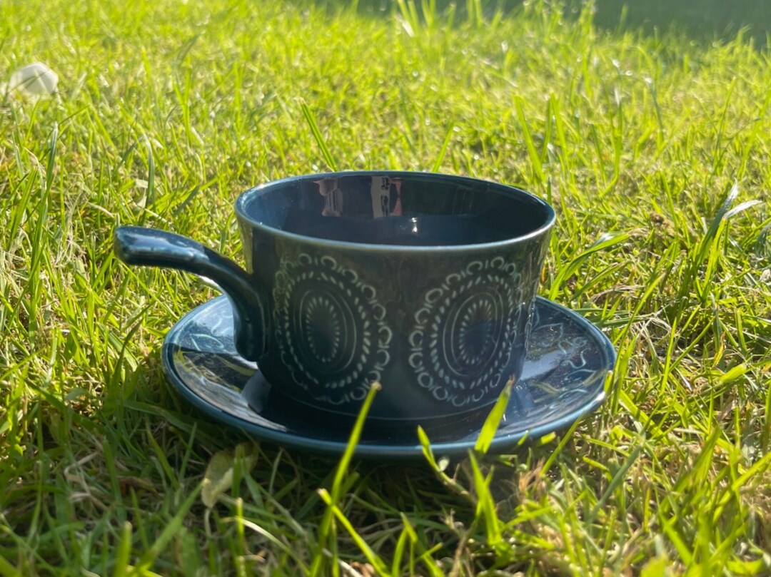 Tams Matching Cup and Saucer Elegant Piece Dark Blue Ceramic - Etsy