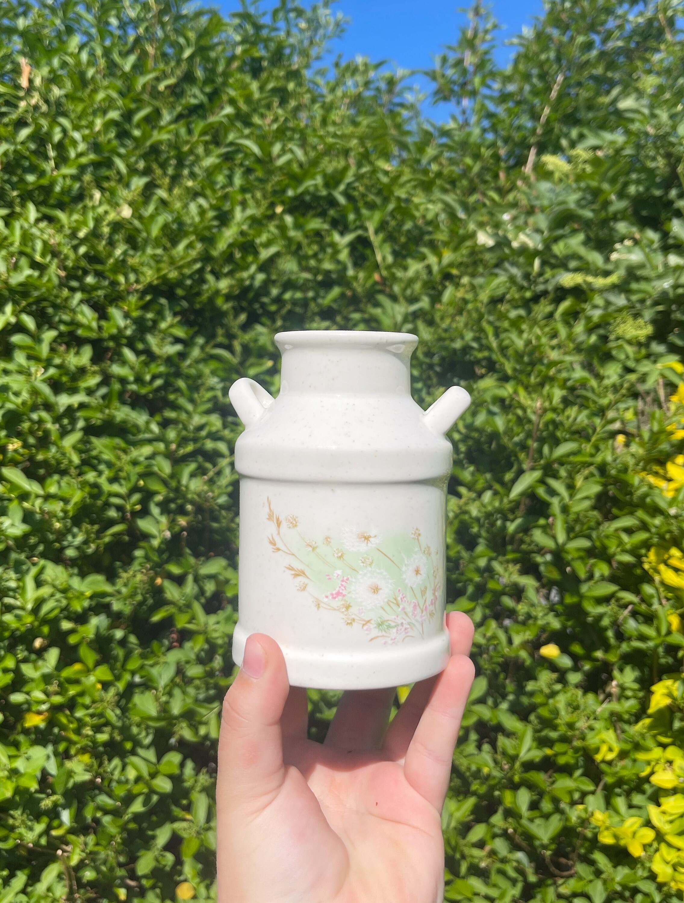 Vase Cream Milk Pale Ceramic Flower Churn Cottagecore - Etsy