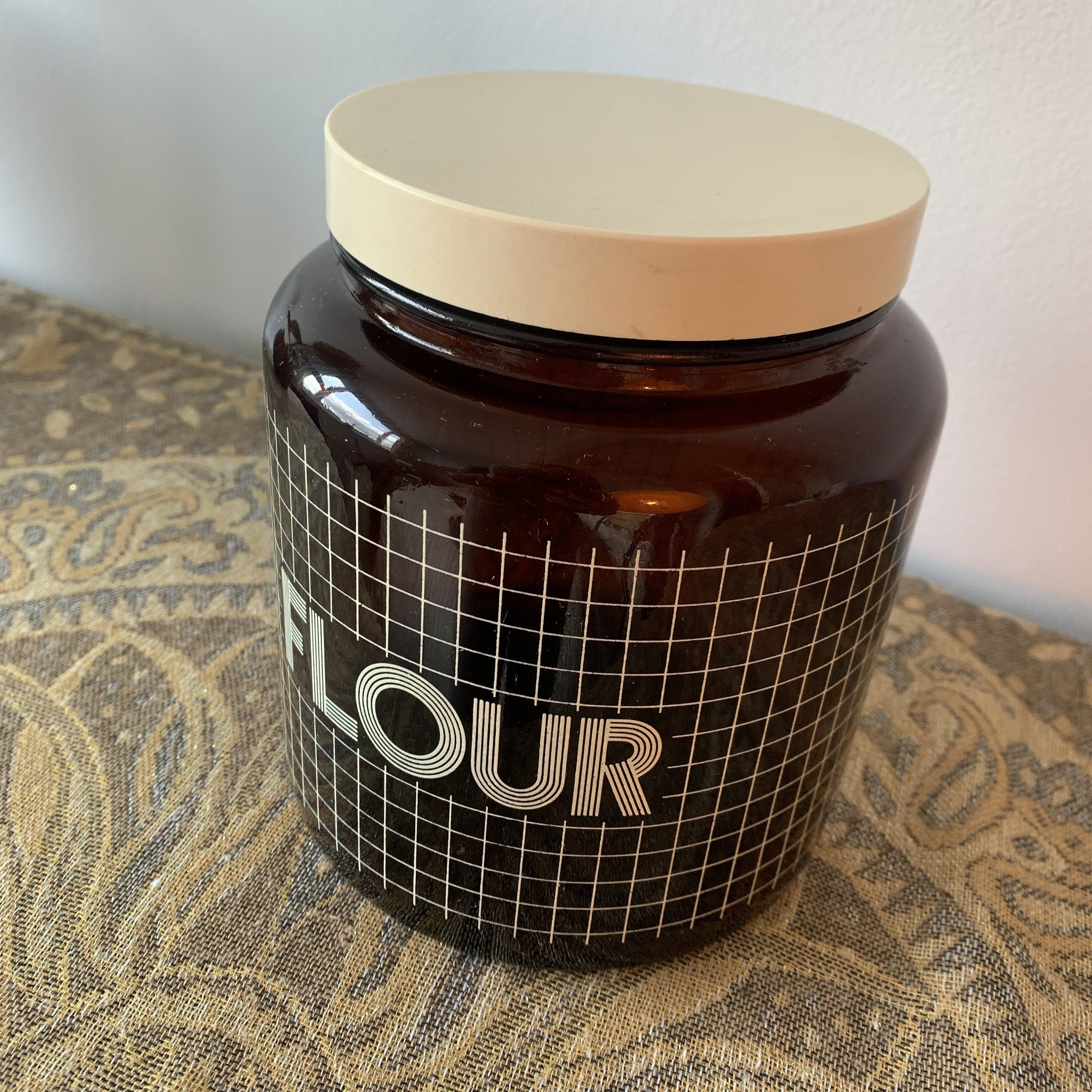 Flour Storage Jar Pot Chequered Pattern Glass CLP Made in England - Etsy