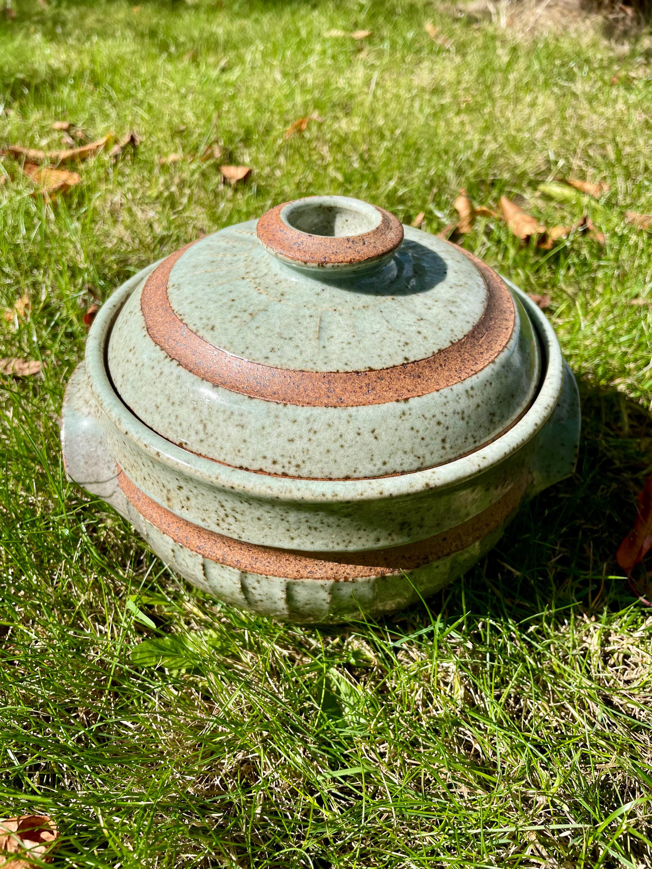 Large Casserole Stew Pot - Studio Pottery - Green & Brown - Mid Century ...