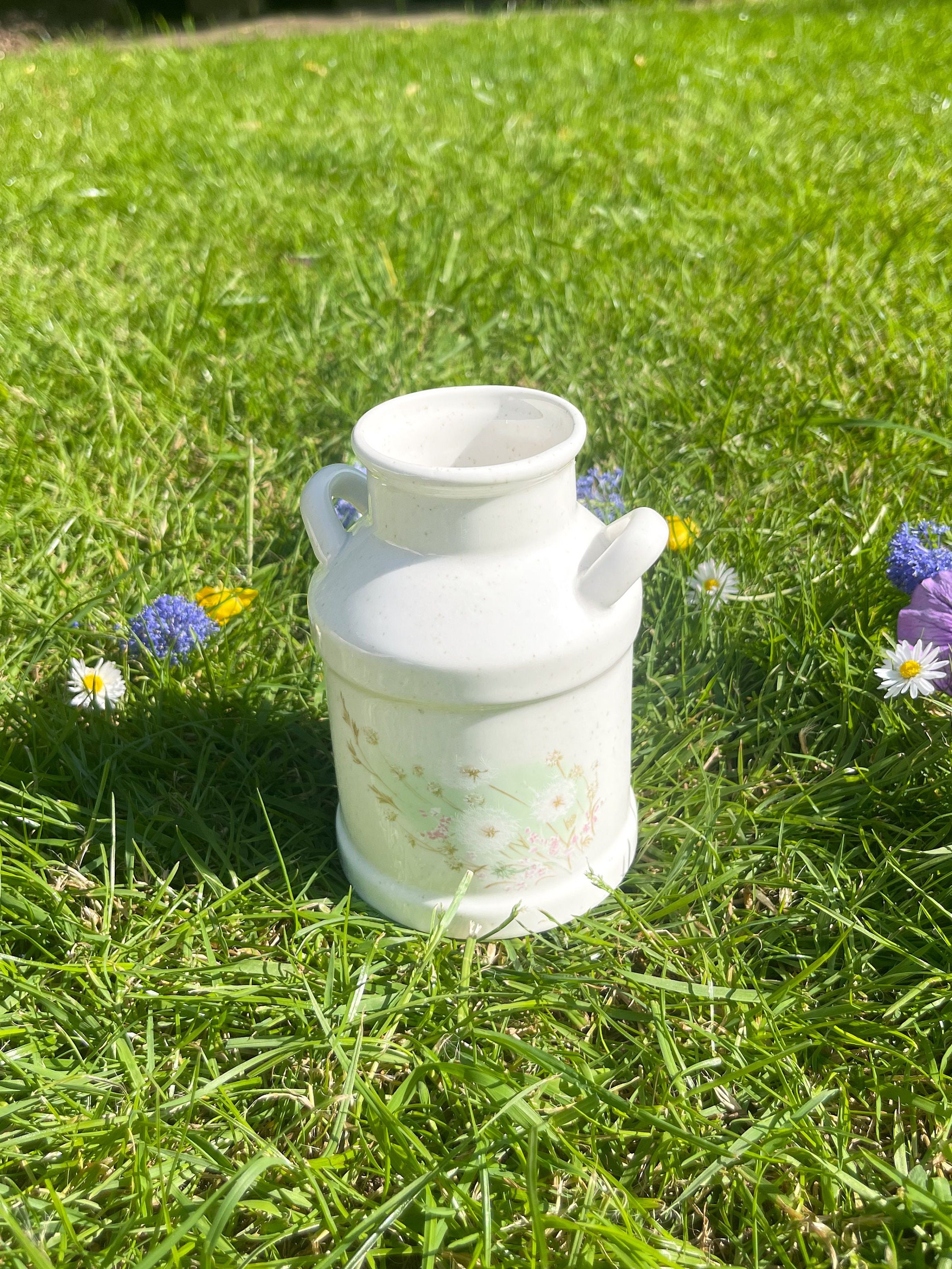 Vase Cream Milk Pale Ceramic Flower Churn Cottagecore - Etsy