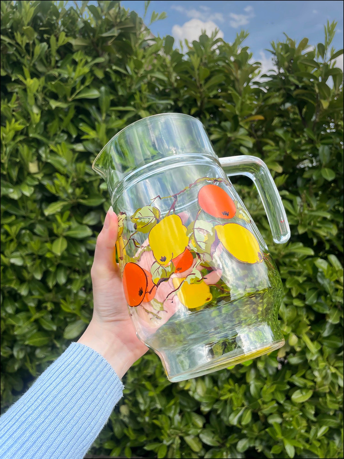 Large Glass Jug With Lemons and Oranges Design - Approx 2 Litres ...