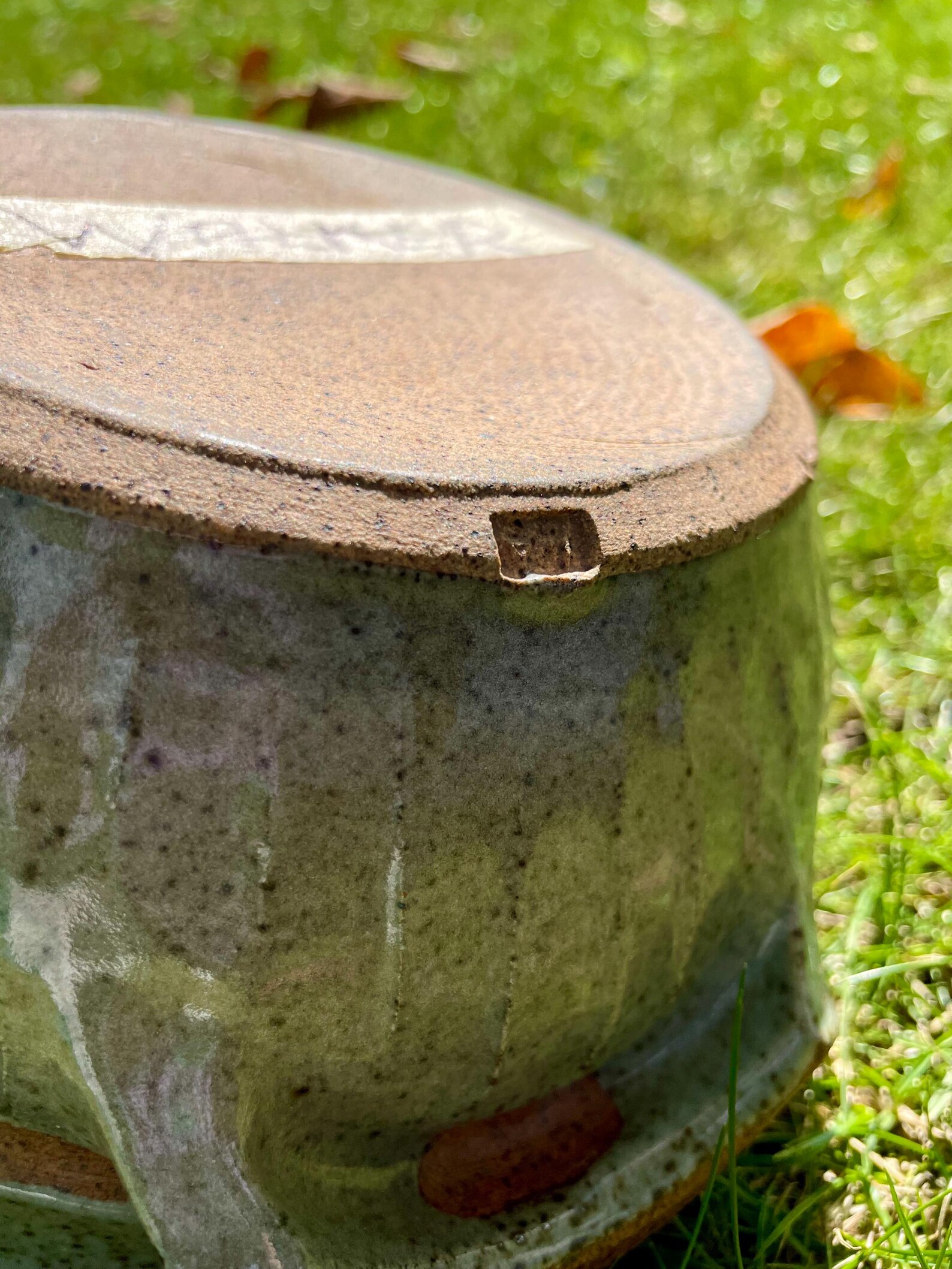 Large Casserole Stew Pot - Studio Pottery - Green & Brown - Mid Century ...