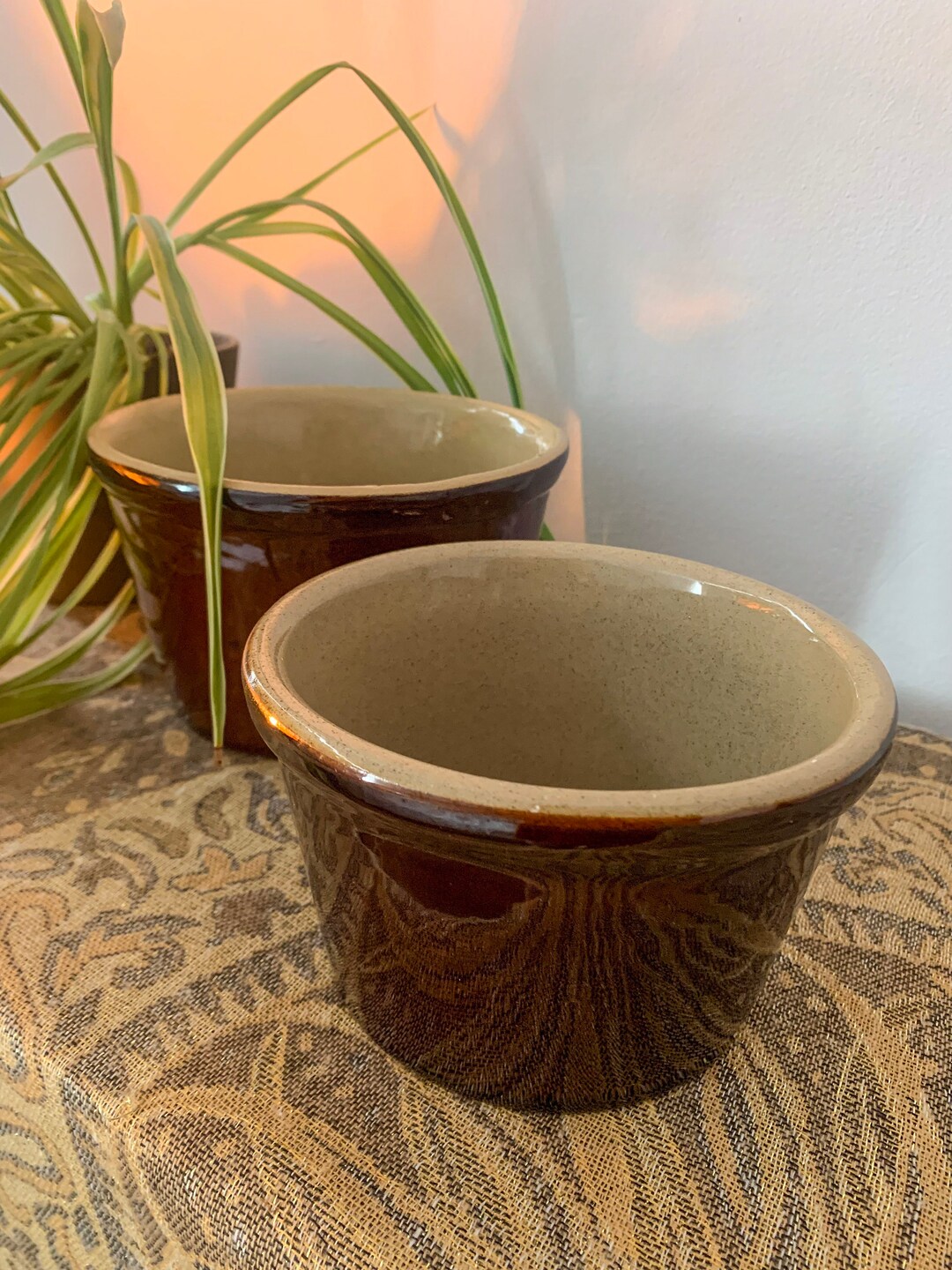 Crock Pots Deep Brown Moira Pottery Casserole Plant Pot Bowls Pudding ...