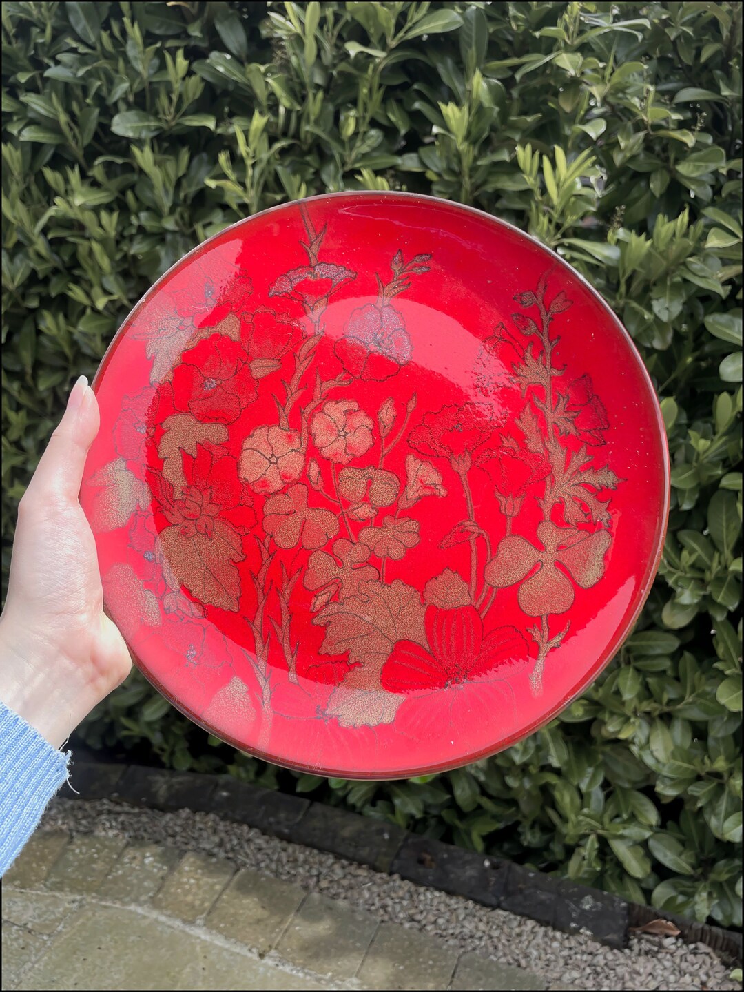 Ceramic Red Floral Decorative Plate Unique Artisan Handcrafted Dish - Etsy