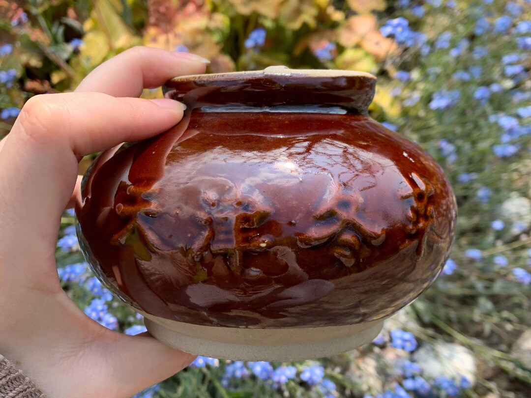 Chinese Character Pot Ceramic Brown Glaze Vase Home Décor Piece for ...