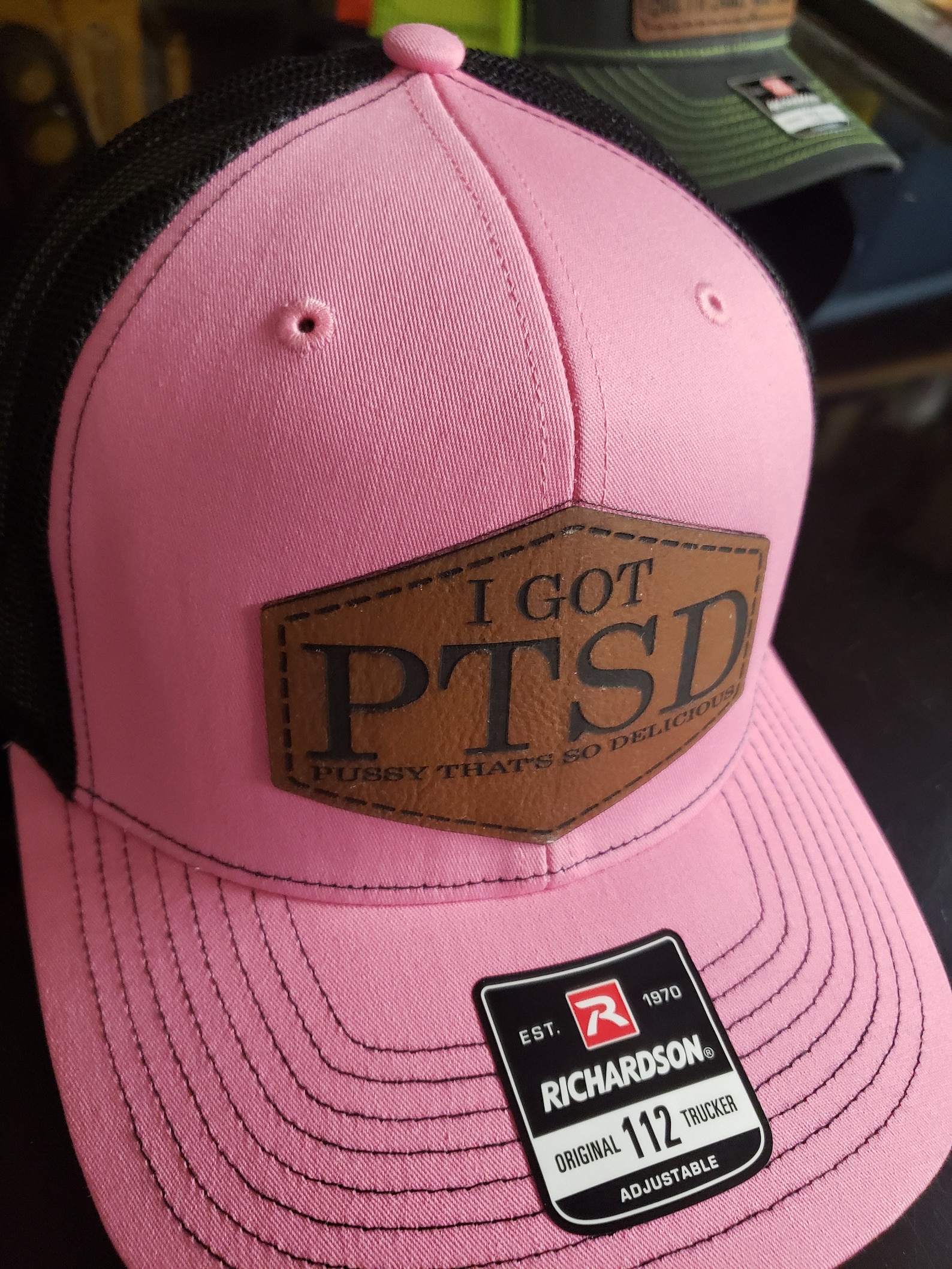 PTSD Laser Engraving Leather Patch on Richardson 112 - Etsy