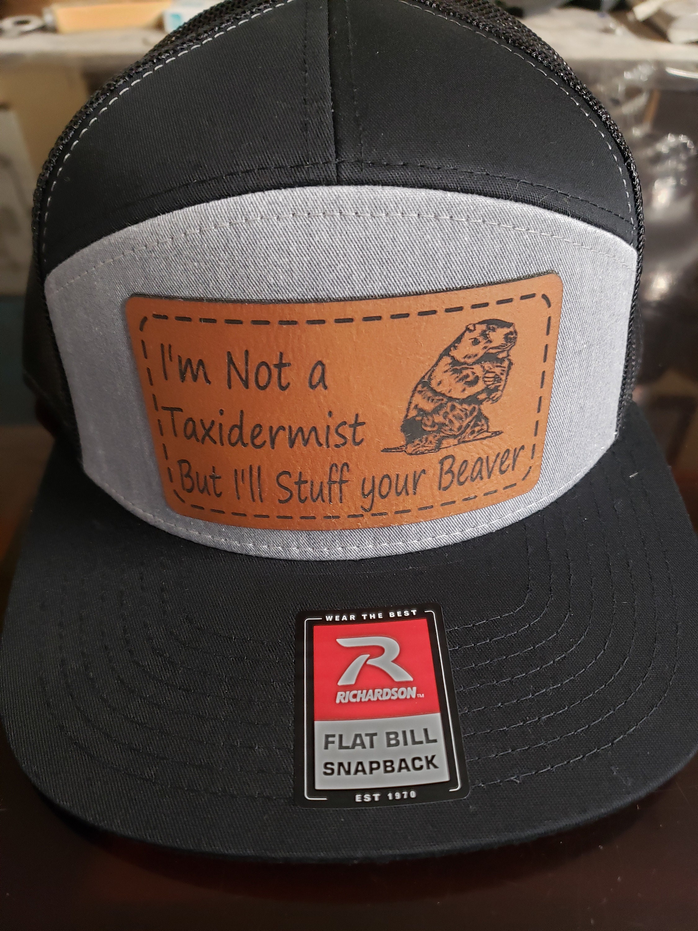 Richardson 168 Flat Bill With Laser Engraved Leather Patch - Etsy