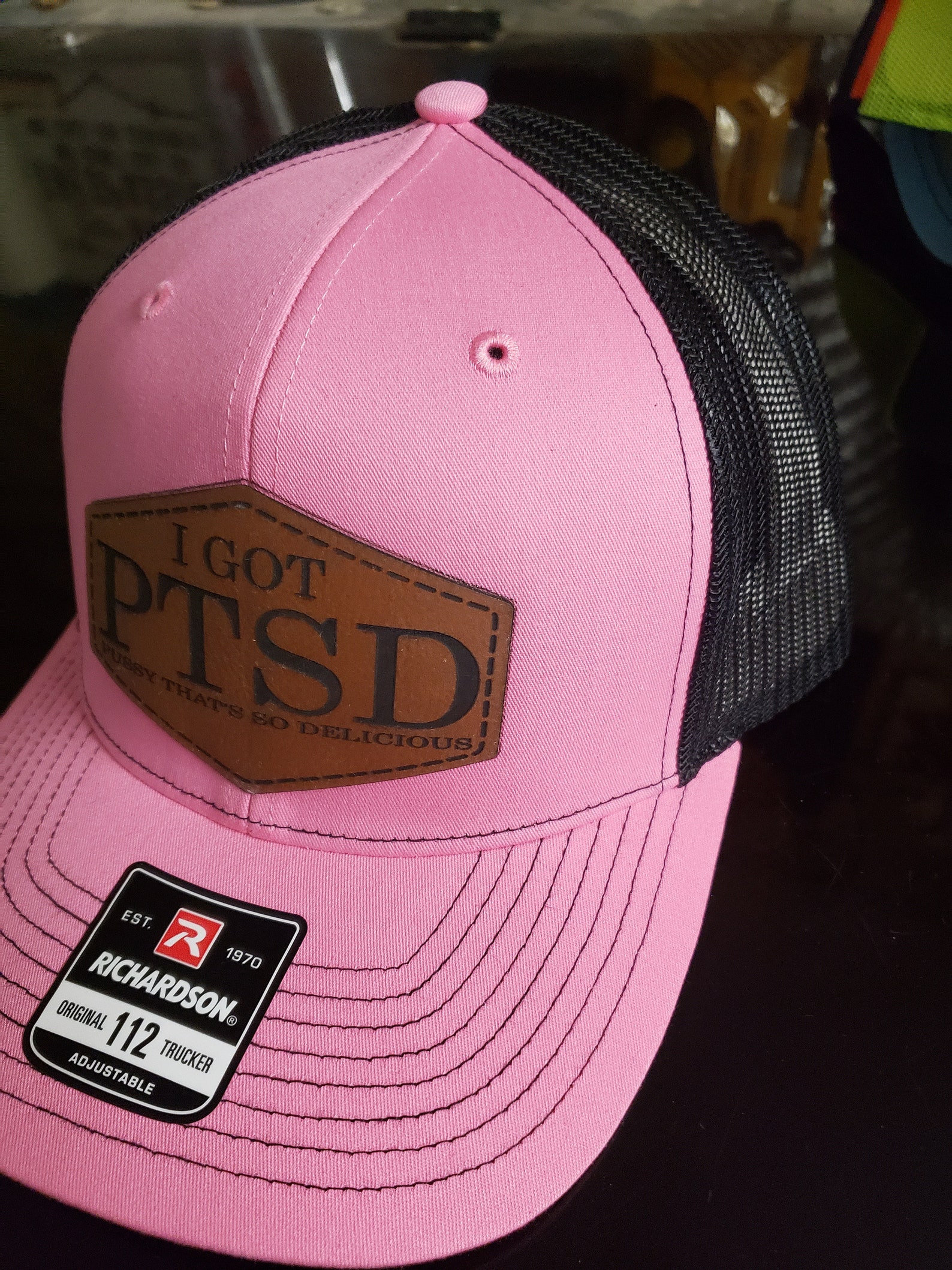 PTSD Laser Engraving Leather Patch on Richardson 112 - Etsy