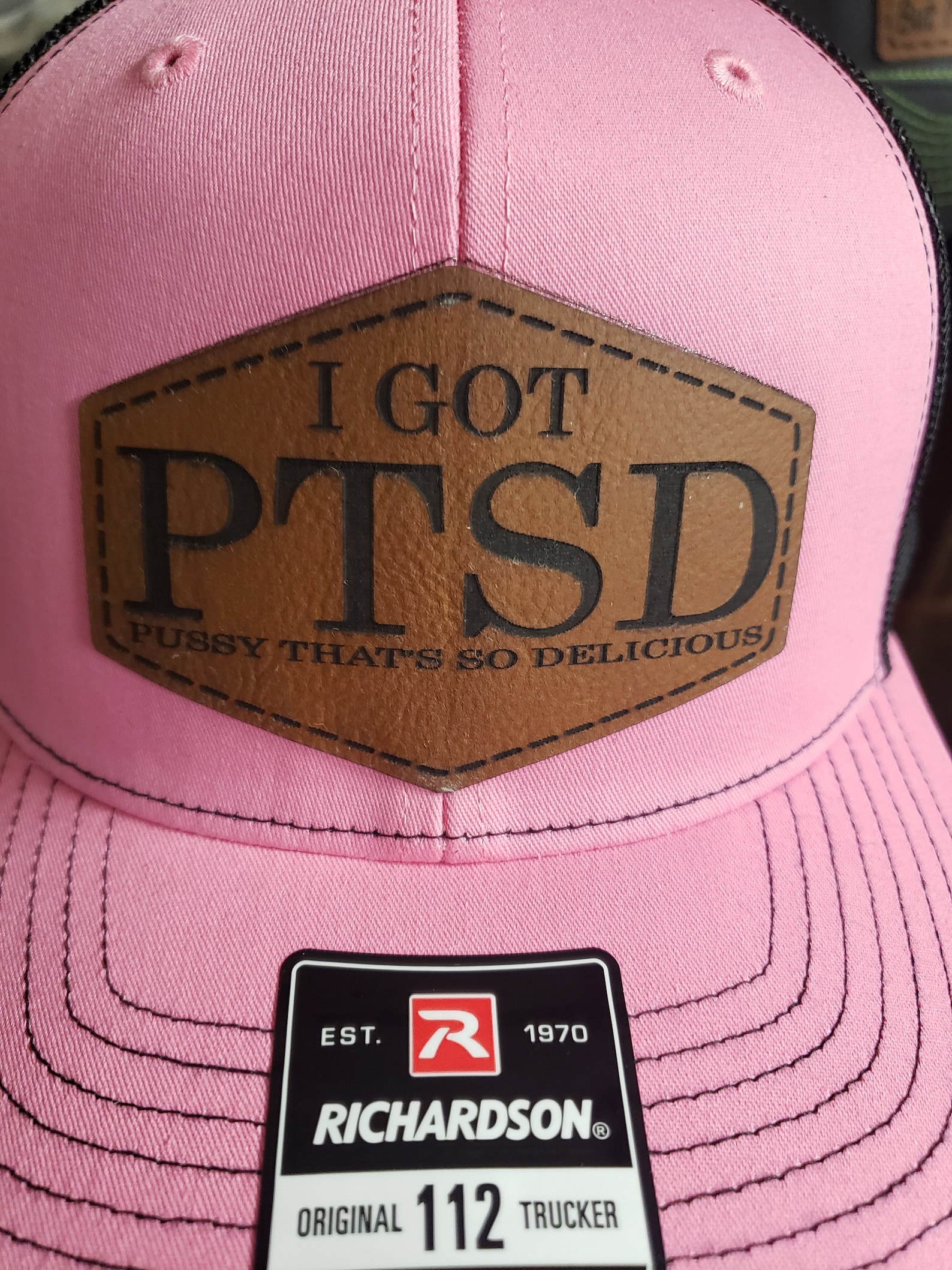 PTSD Laser Engraving Leather Patch on Richardson 112 - Etsy