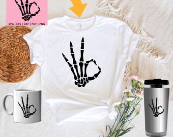 Skeleton Rock Hand Svg Rock and Roll Svg Skeleton Hand Svg Hand Sign ...