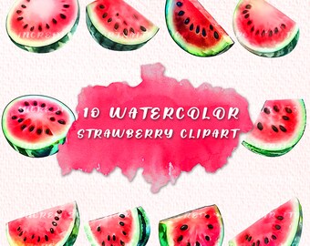 100 Watermelon Watercolor Clipart Bundle, PNG Images of Refreshing ...