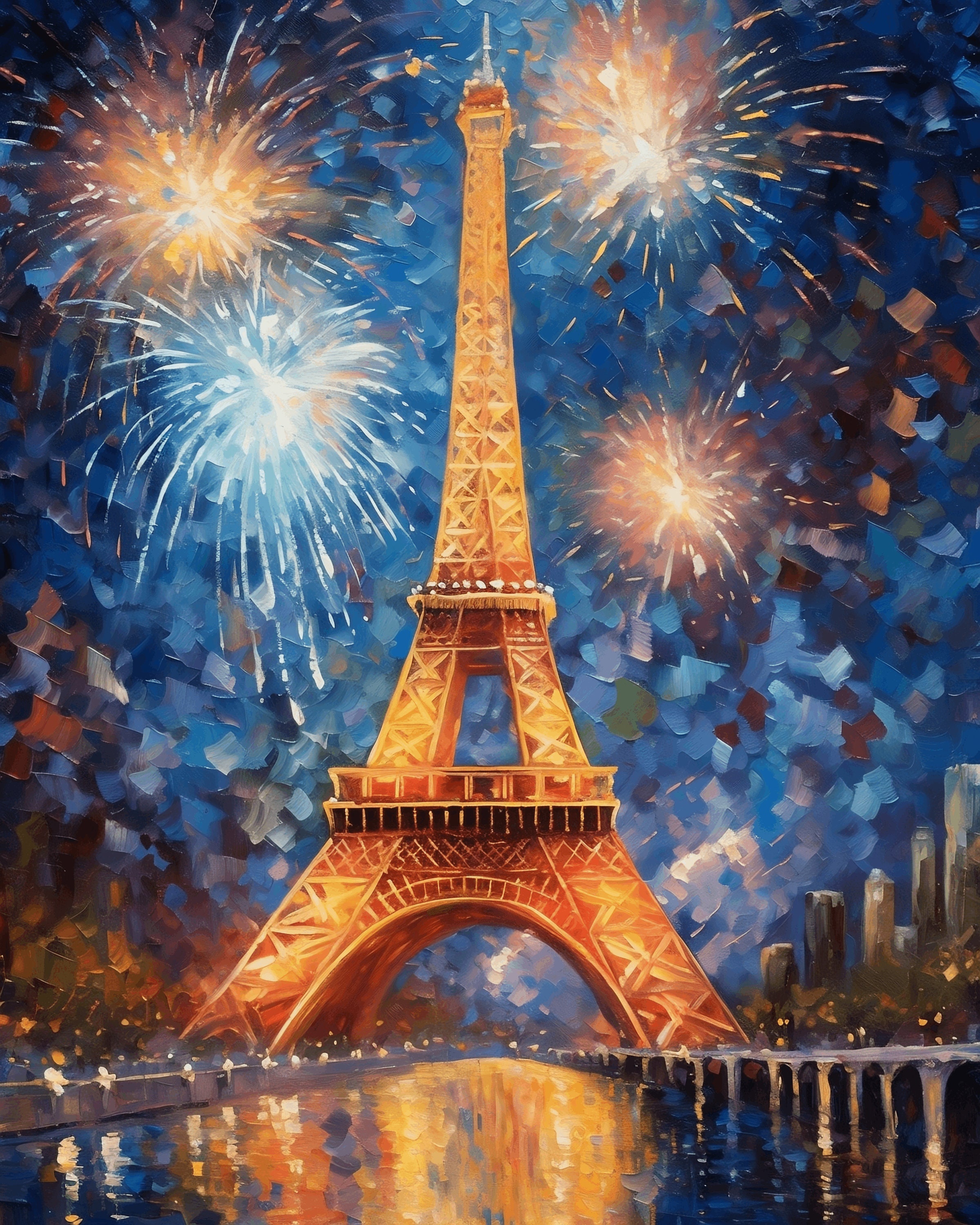 Eiffel Tower Fireworks Digital Art Print 2X3 3X4 4X5 11X14 - Etsy
