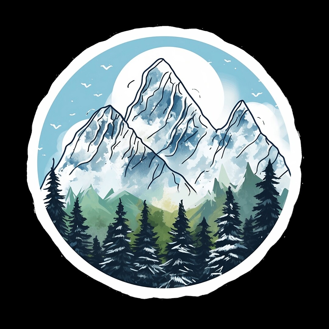 Mountain Snow Logo Digital Art PNG & JPG File Transparent - Etsy
