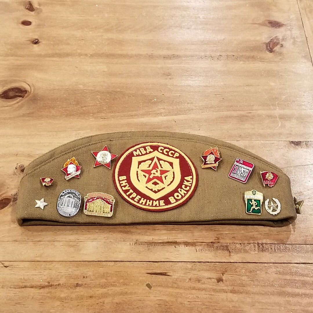 Vintage Soviet Union Russia Military Service Pilotka Garrison Side Cap ...