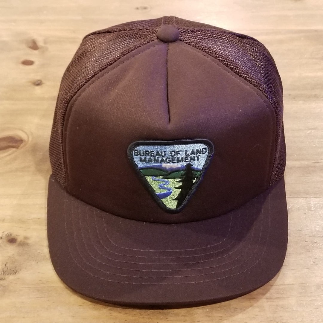Vintage Bureau Land Management Hat Cap Snapback Brown Trucker Mesh ...
