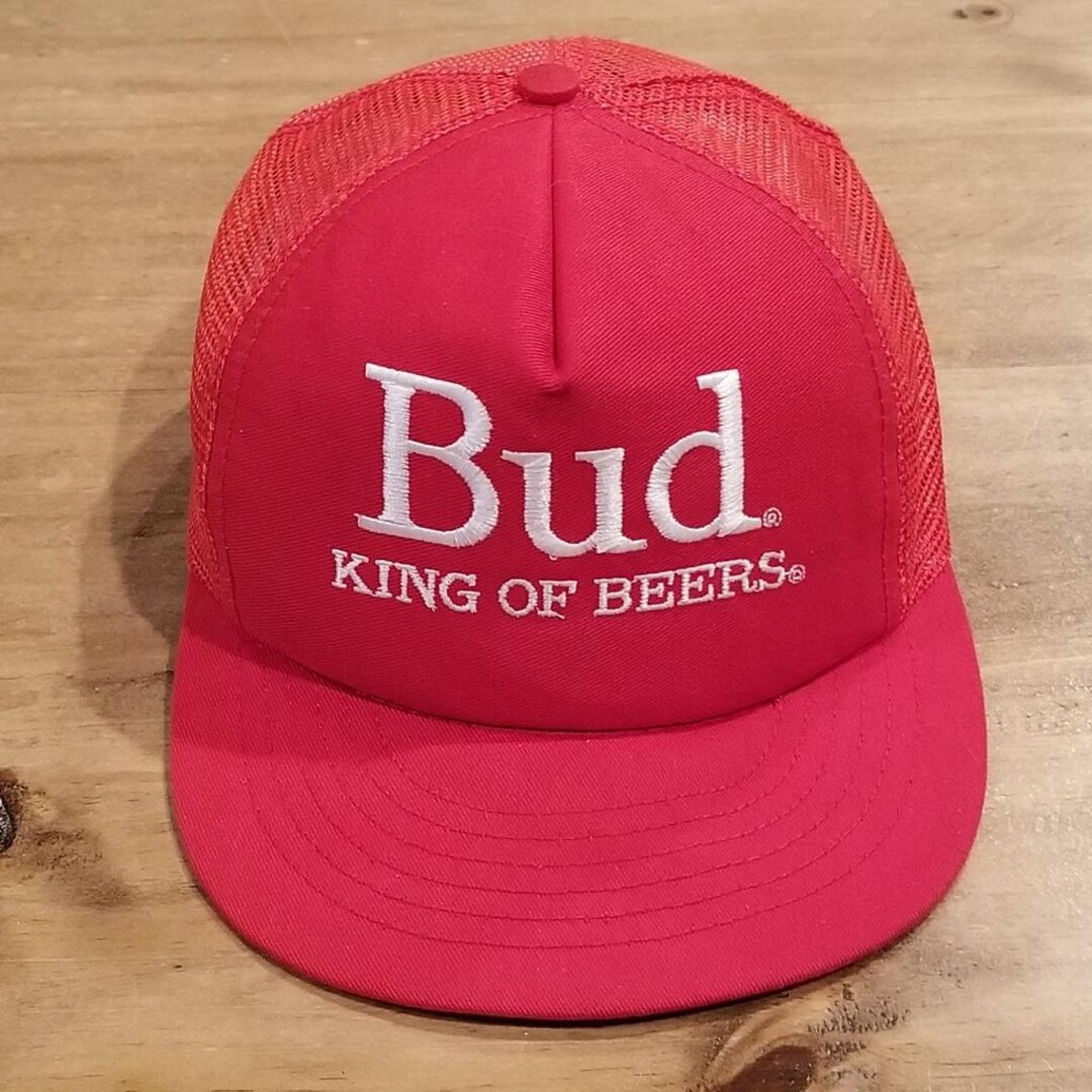 Vintage Budweiser King of Beers Hat Snapback Red Bud 80s 90s Trucker ...
