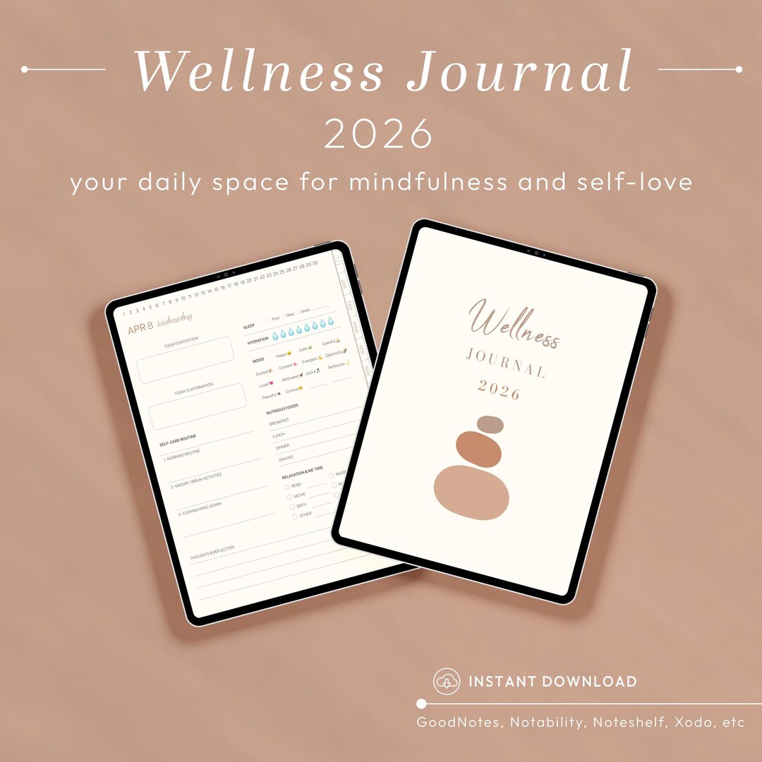 2026 Wellness Journal | Digital Self Care Planner | Gratitude & Habit ...